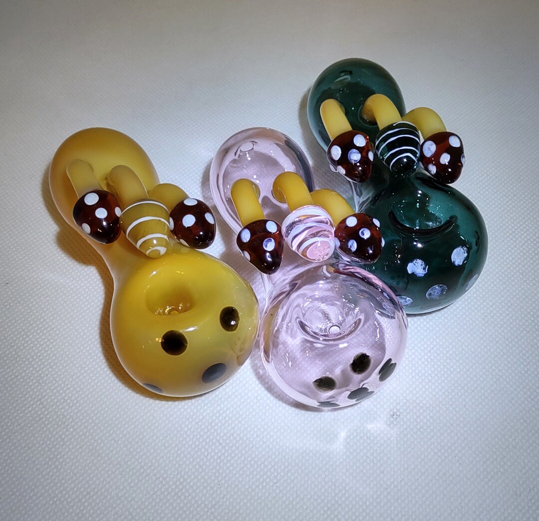 4" Cosmic Mushroom Pipe / Rare and Unique / Glass Smoking Bowl / Gift ...
