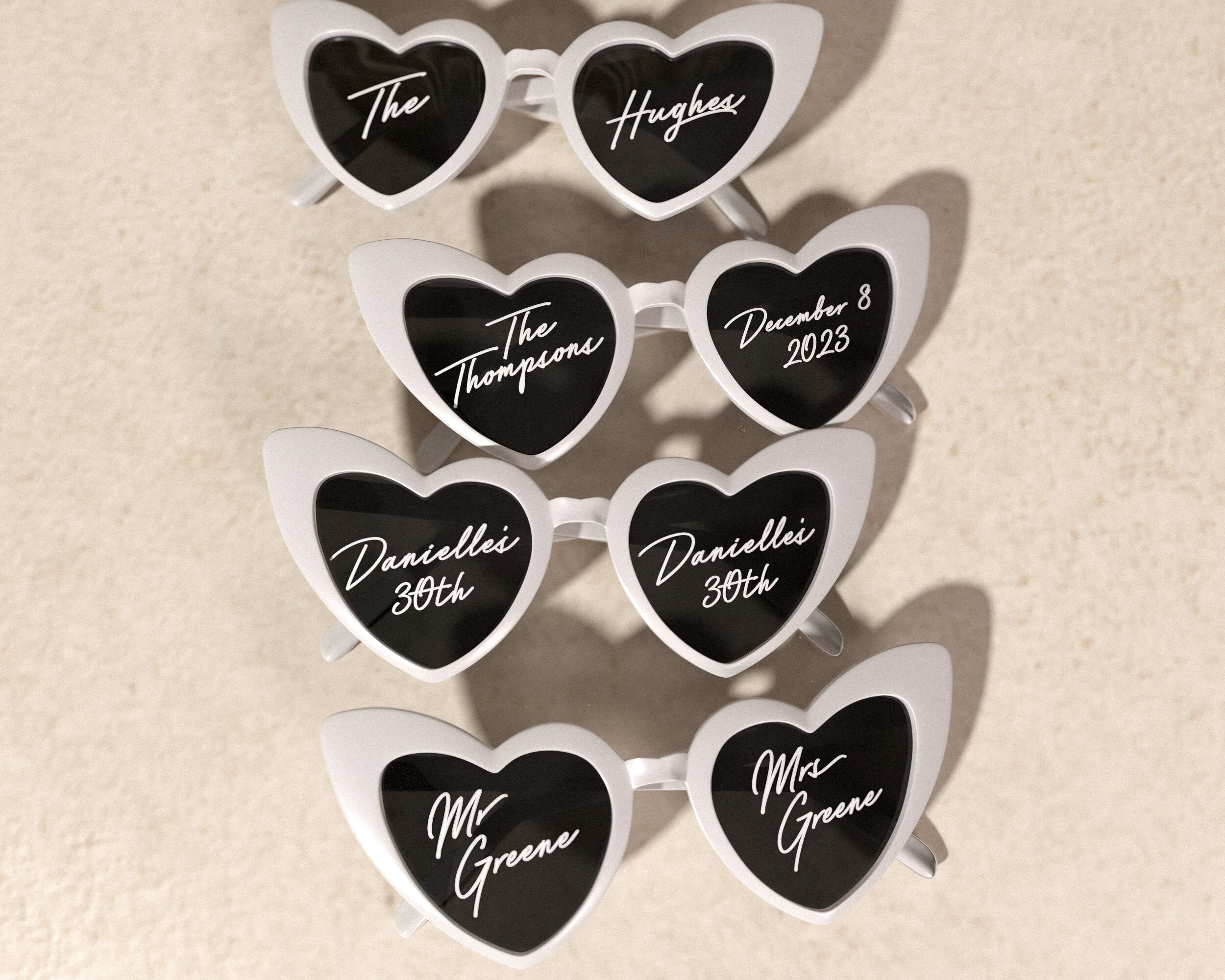 Personalised Wedding Sunglasses Props in Heart Shape With - Etsy UK