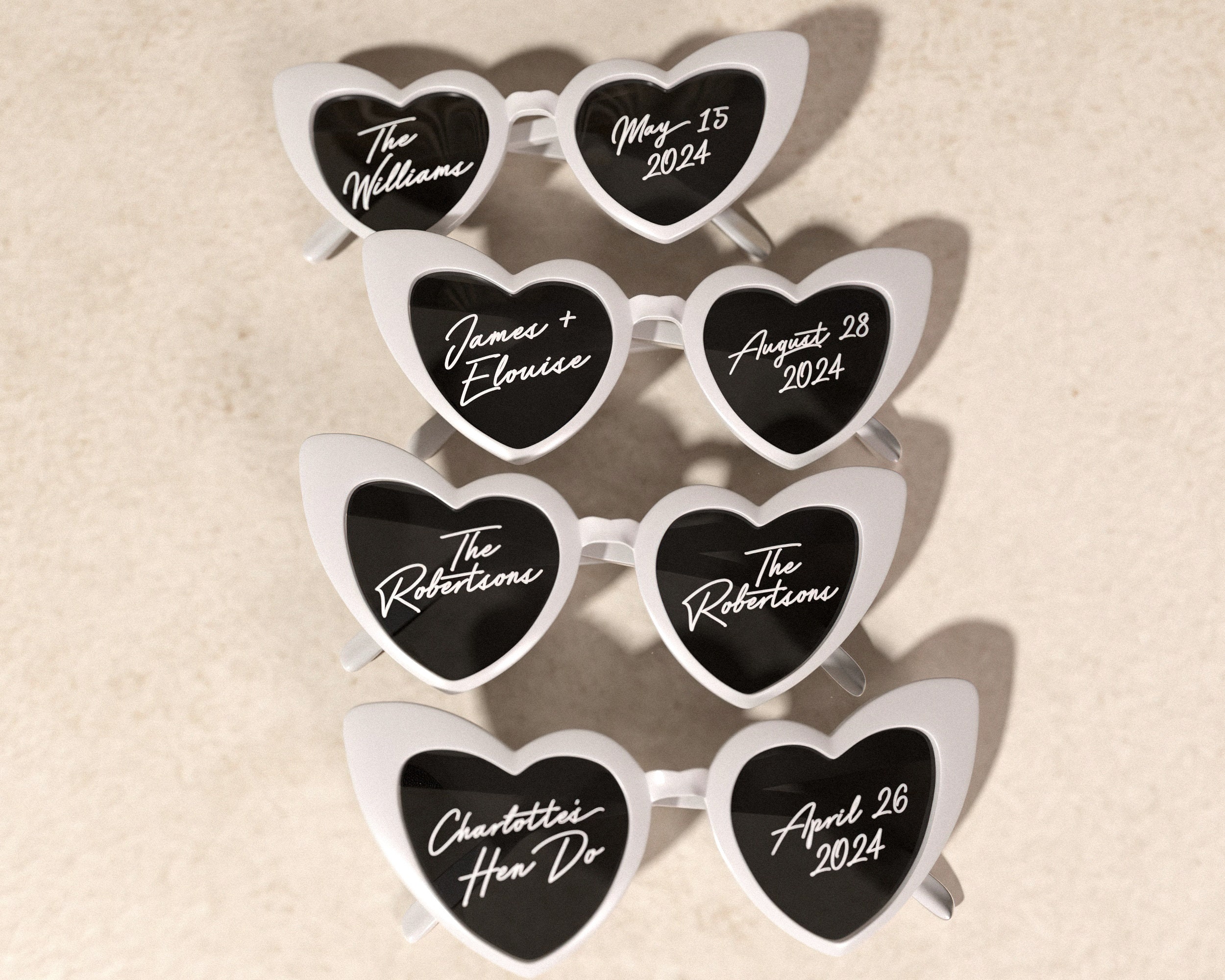 Personalised Wedding Sunglasses Props in Heart Shape With - Etsy UK