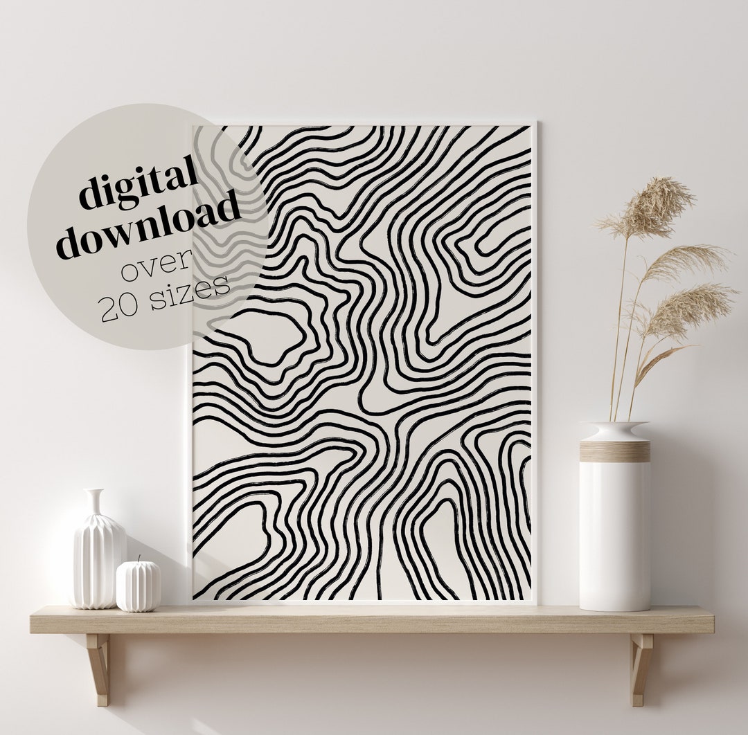 Black Geometric Lines Wall Art. Printable Art From Home / Downloadable ...