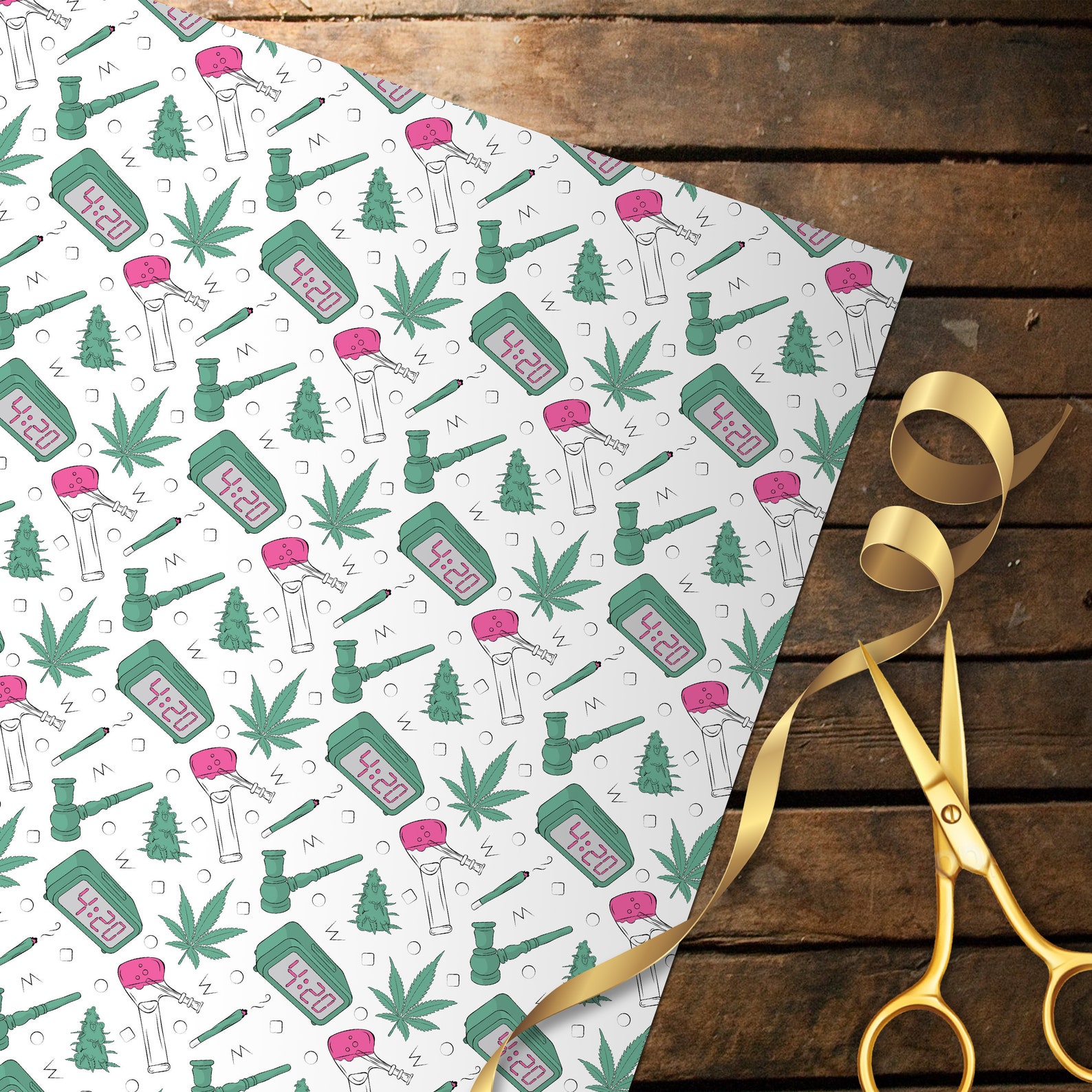 420 Cannabis Wrapping Paper Marijuana Gift Wrap Grass Weed Etsy