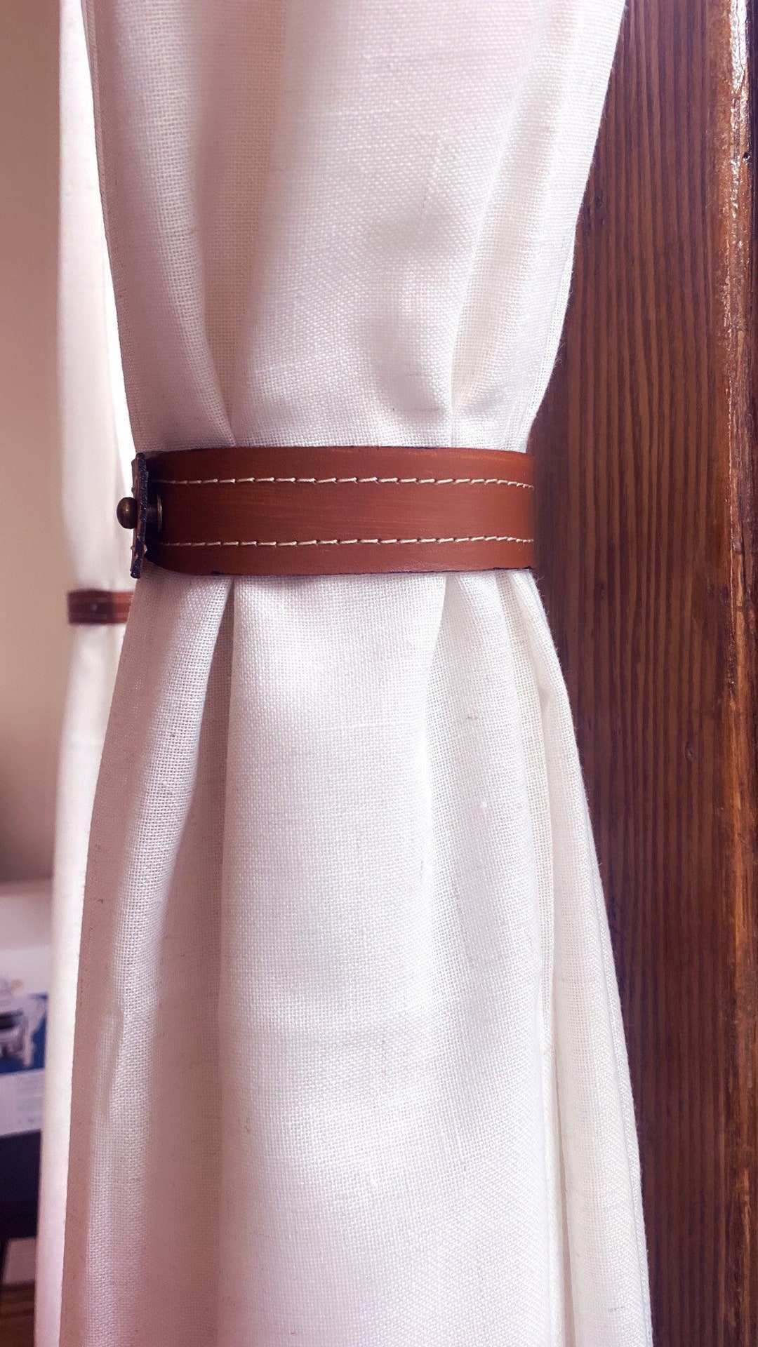 Leather Curtain Tiebacks, No Installation Curtain Gatherers , Window Treatment Decor, Modern ...