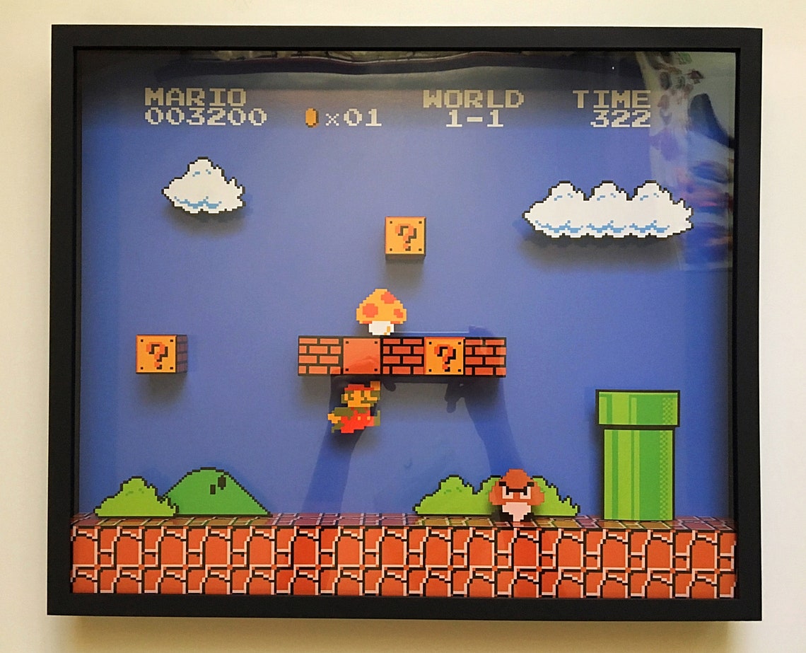 Super Mario Bros 1-1 Shadow box | Etsy