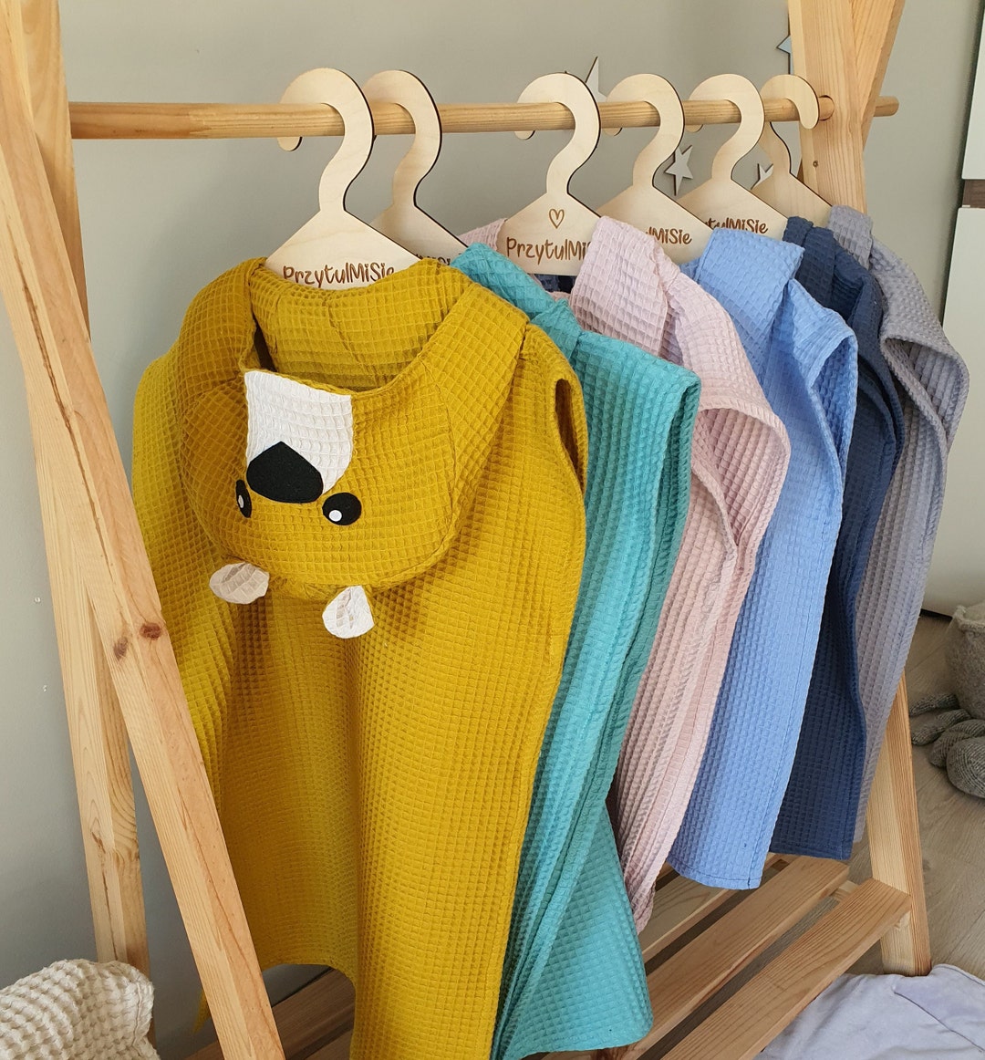 Bath Poncho, Children's Hooded Beach Poncho, Hooded Cover Up, Waffle ...