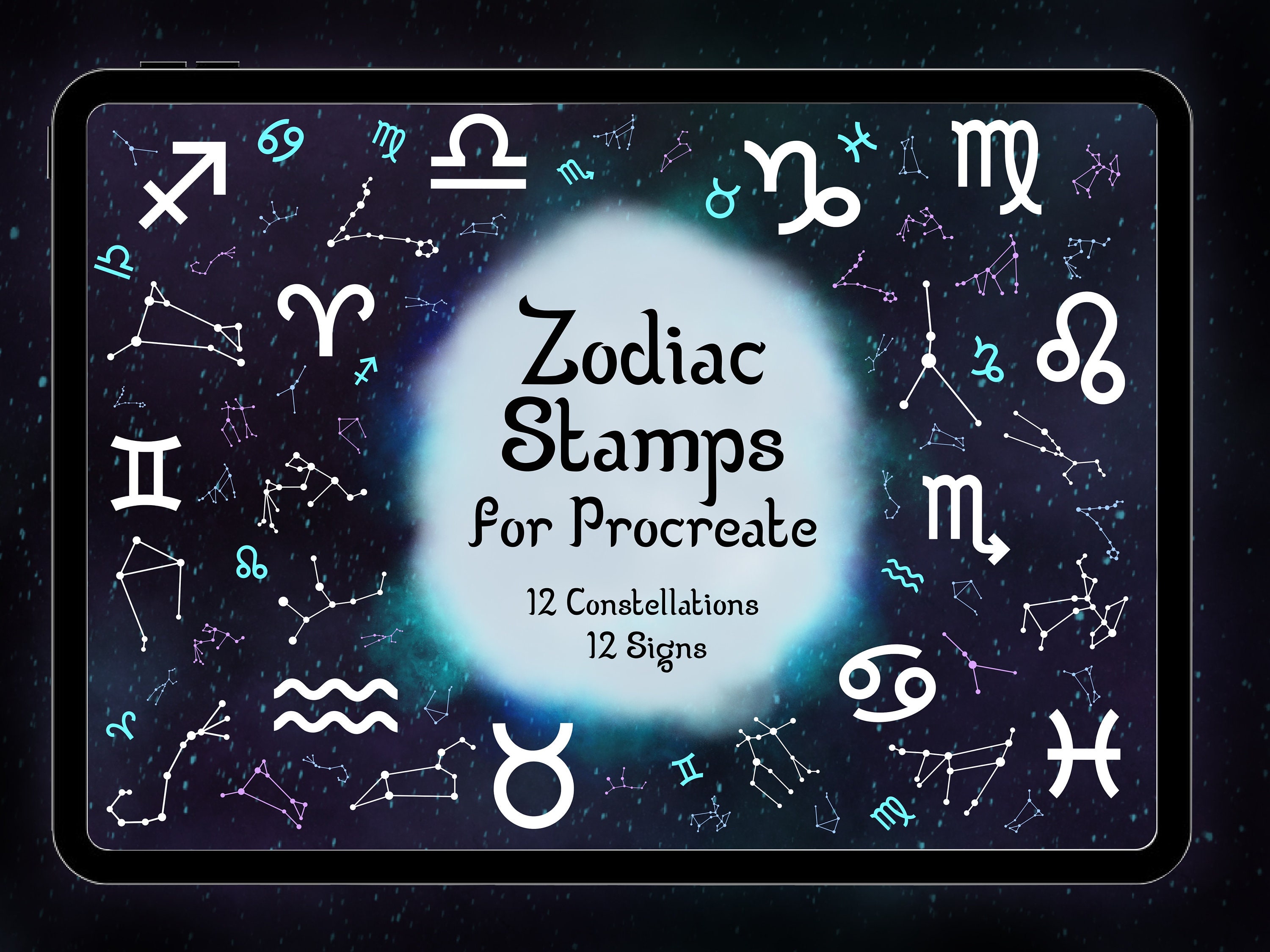 Zodiac Signs and Constellations Procreate Stamps Bundle - 24 Included ...