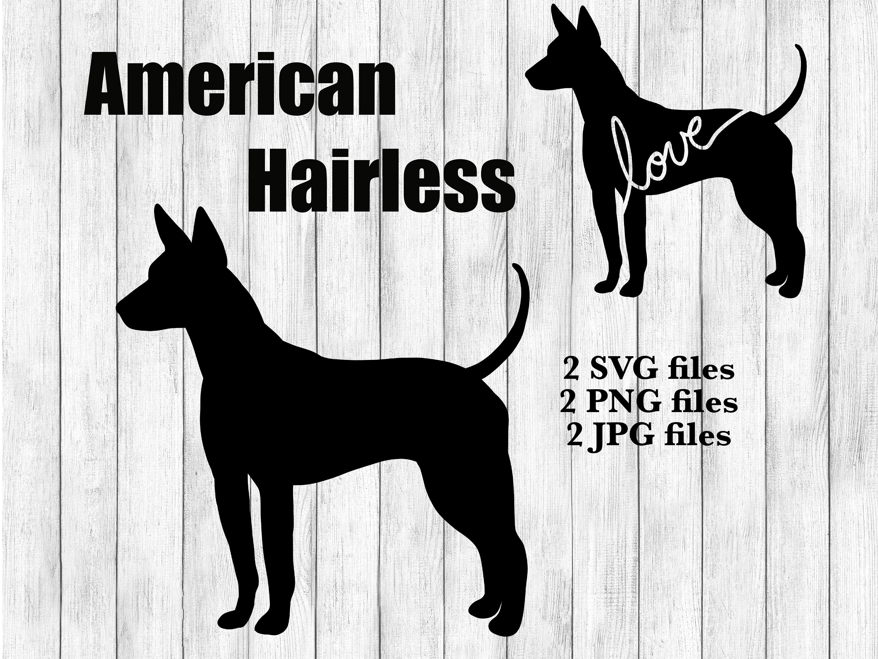 American Hairless Terrier Dog Breed Silhouette Cursive Love Canine Pet ...