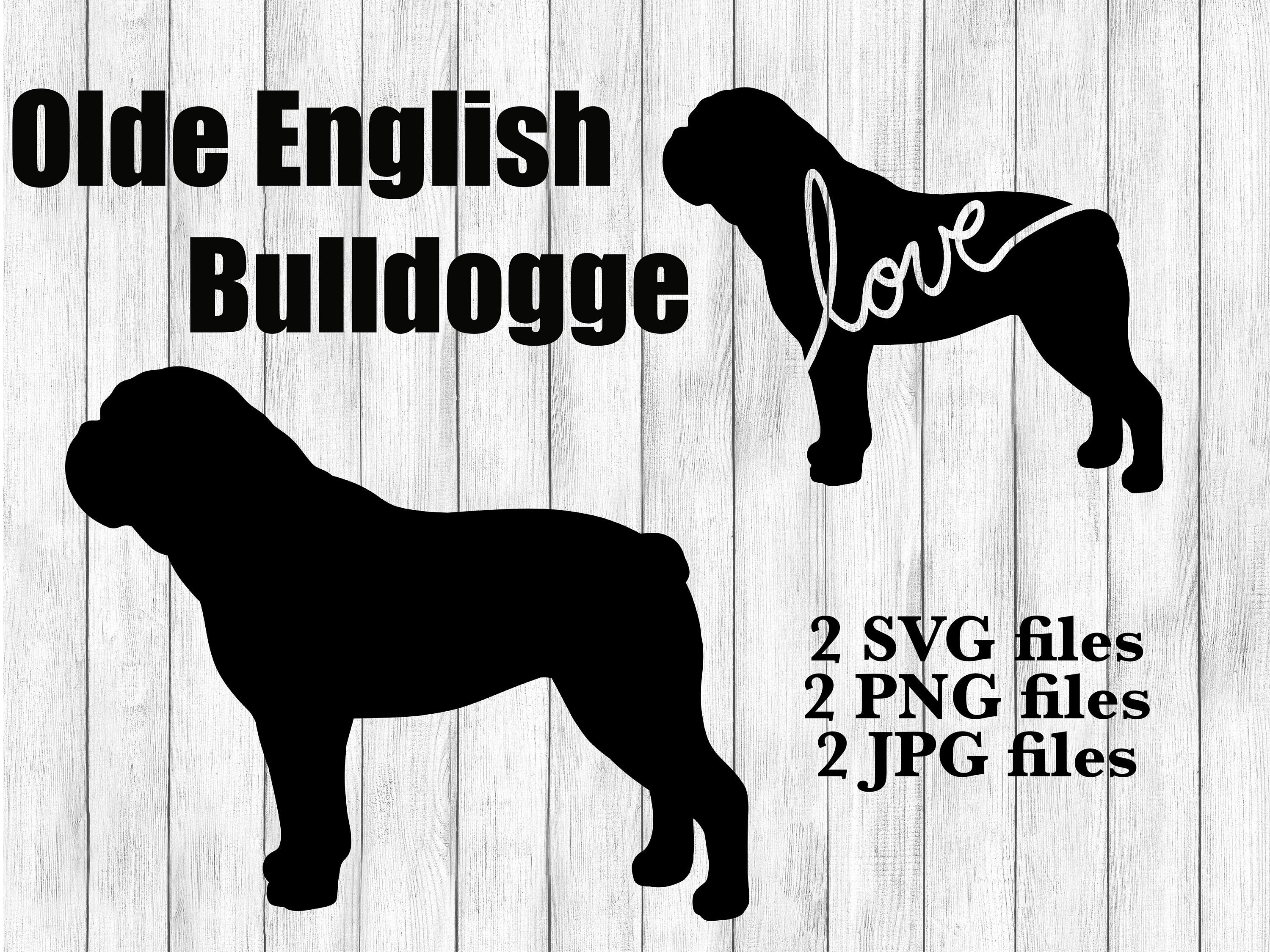 Olde English Bulldogge Dog Breed Silhouette Cursive Love - Etsy