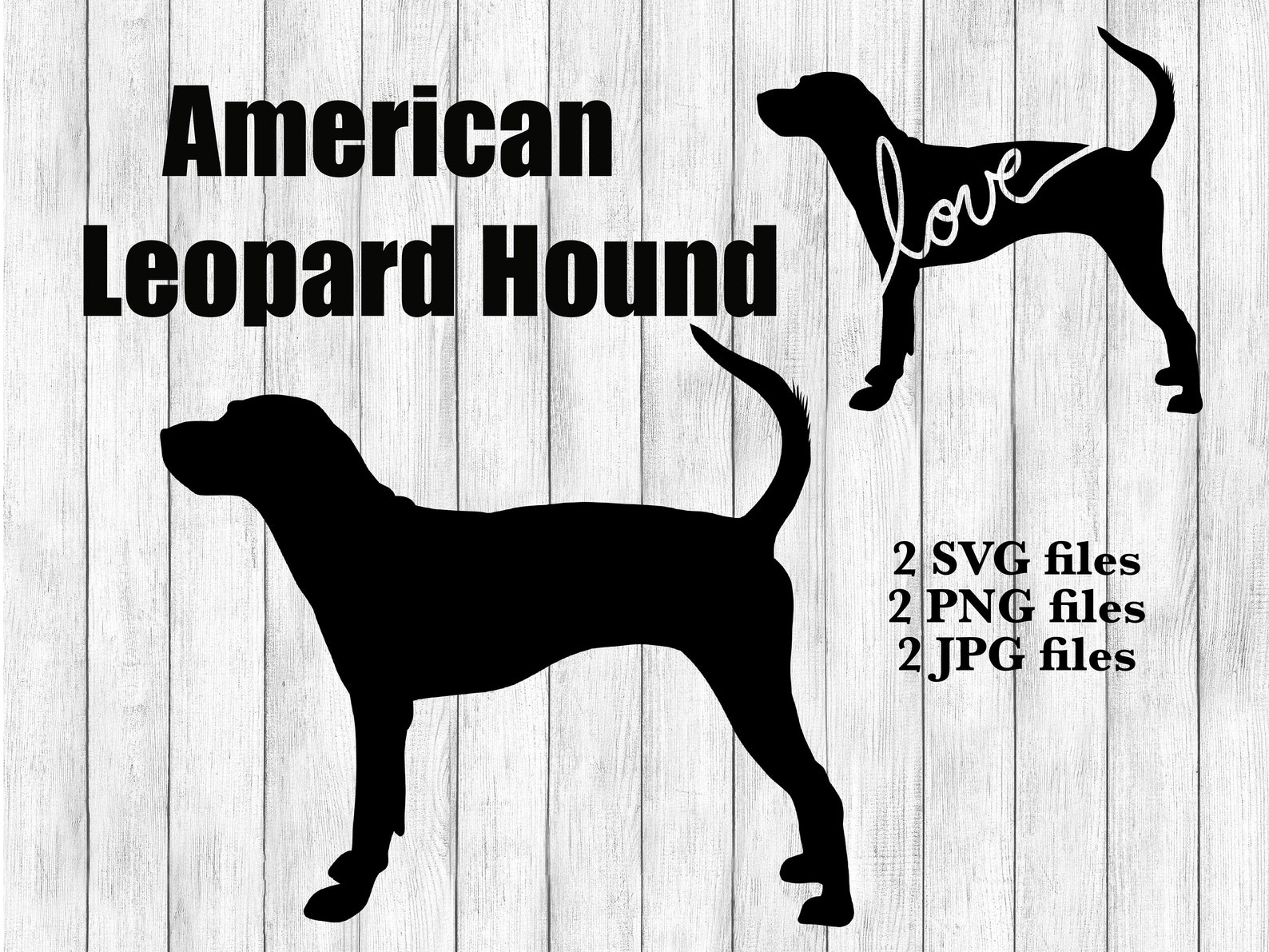 American Leopard Hound Dog Breed Silhouette Cursive Love Canine Pet ...