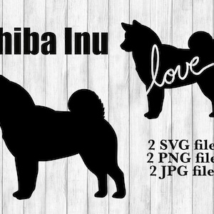 Shiba Inu Dog Breed Silhouette Cursive Love Canine Pet Digital Download ...