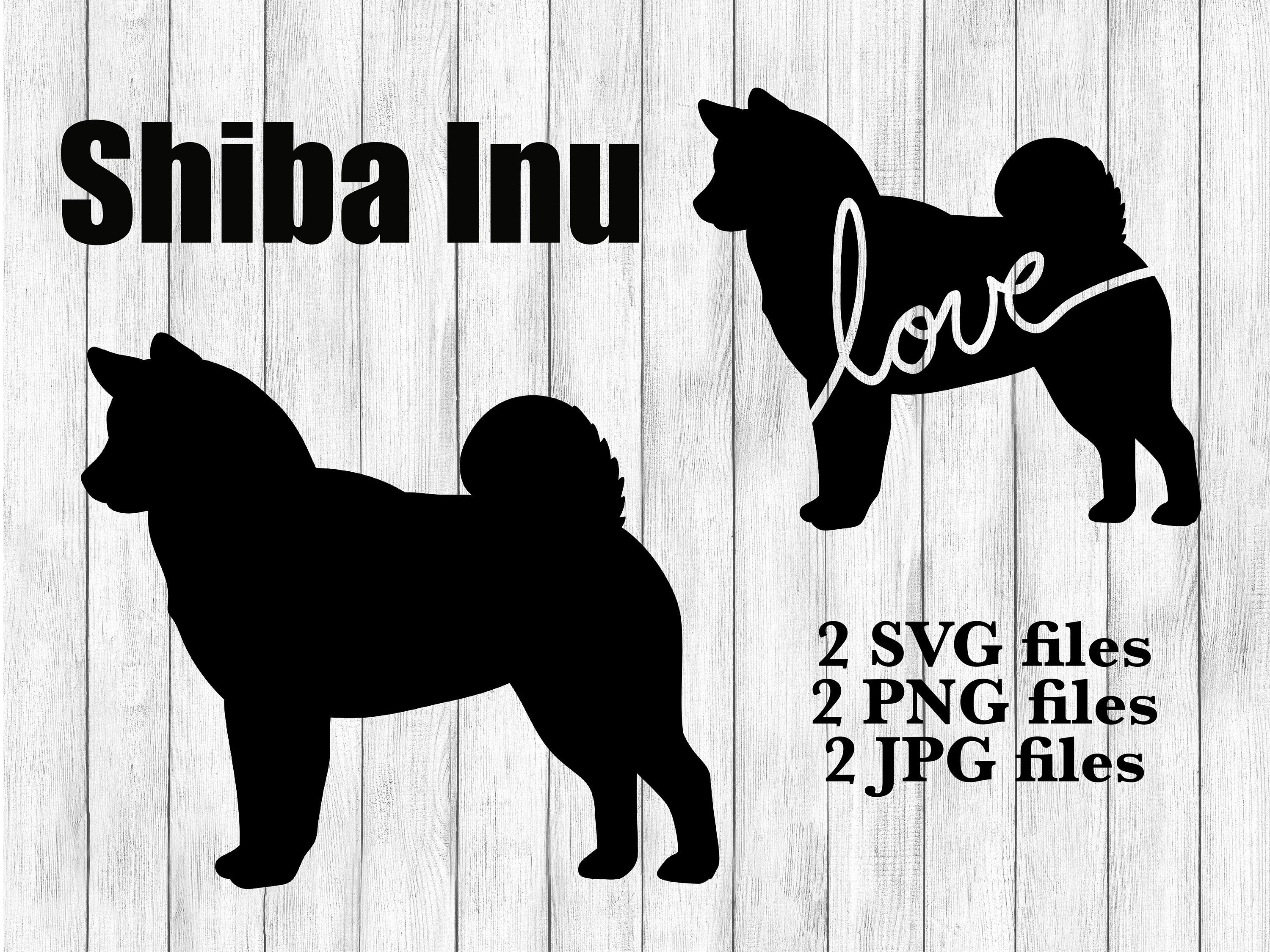 Shiba Inu Dog Breed Silhouette Cursive Love Canine Pet Digital Download ...