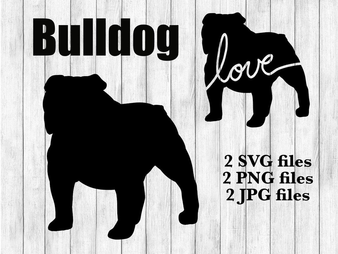 Bulldog AKC Dog Breed Silhouette Cursive Love Canine Pet Digital ...