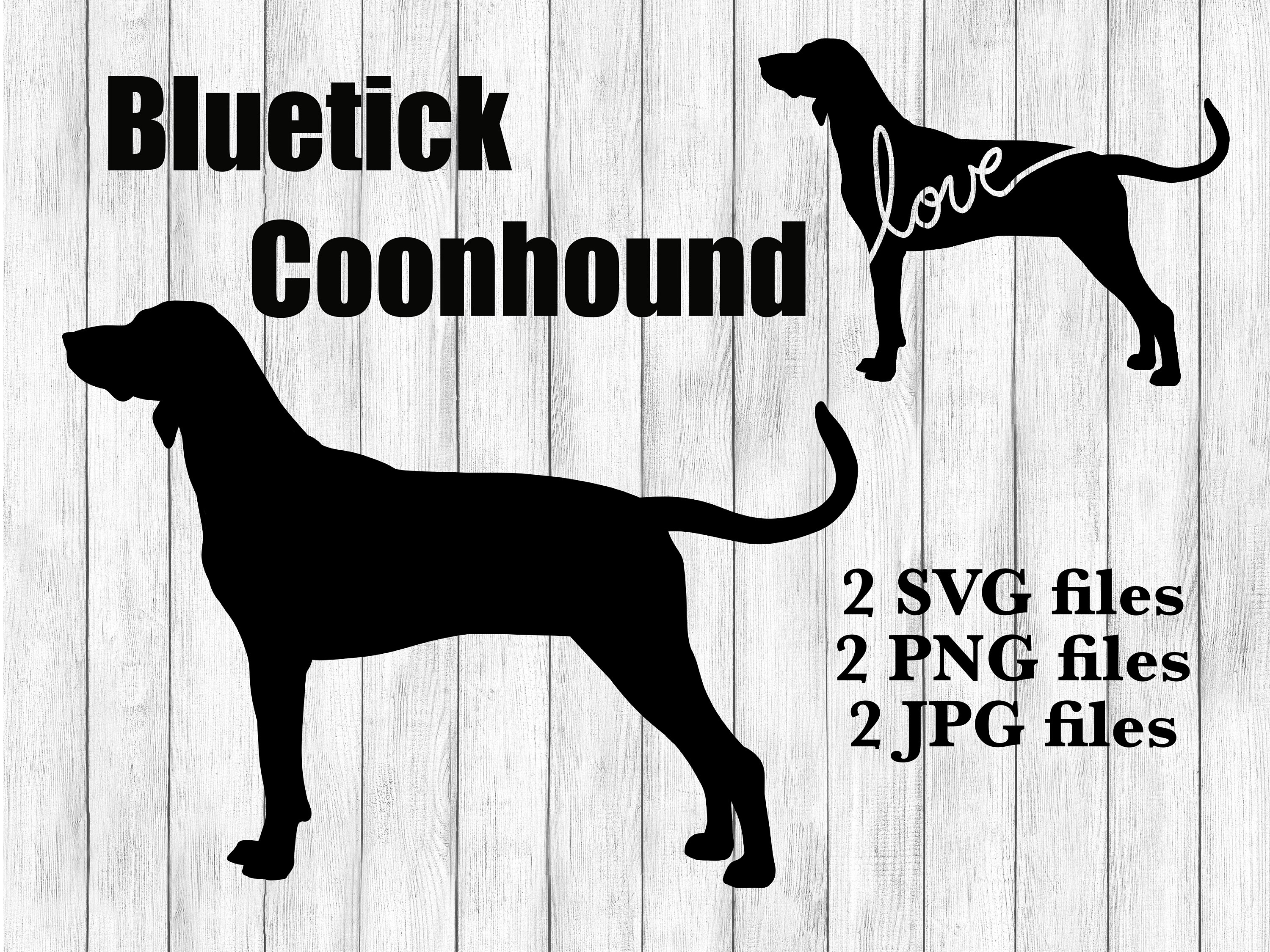 Bluetick Coonhound Dog Breed Silhouette Cursive Love Canine Pet Digital ...