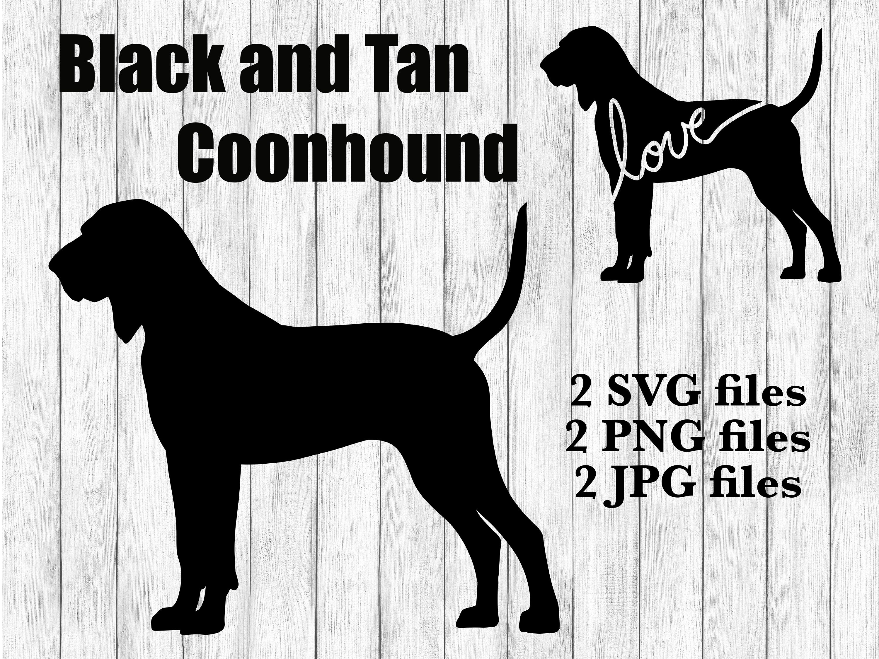 Black and Tan Coonhound Dog Breed Silhouette Cursive Love Canine Pet ...
