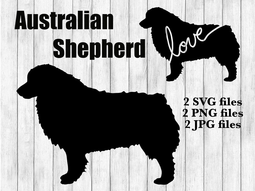 Australian Shepherd Dog Breed Silhouette Cursive Love Canine Pet ...