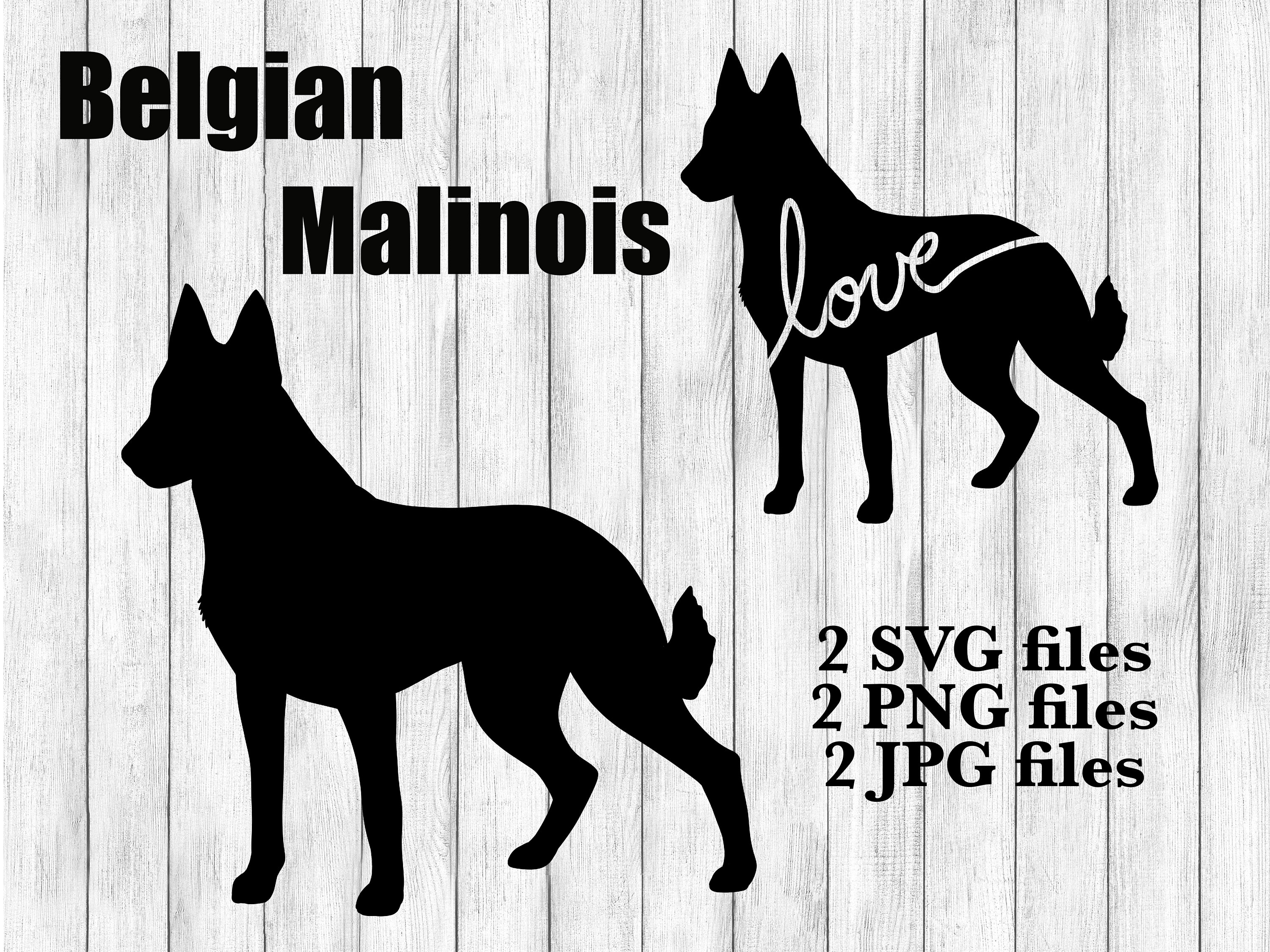 Belgian Malinois Dog Breed Silhouette Cursive Love Canine Pet Digital ...