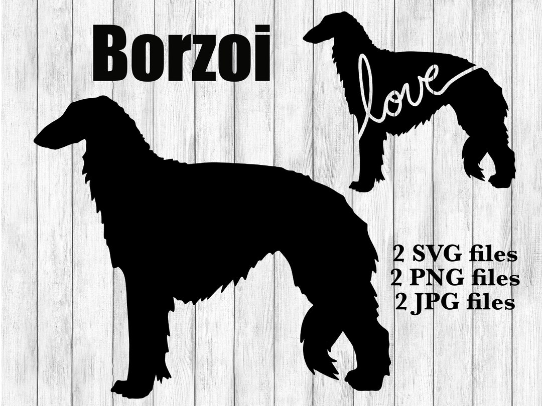 Borzoi Dog Breed Silhouette Cursive Love Canine Pet Digital Download ...