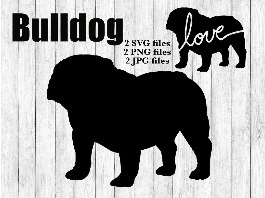 Bulldog Dog Breed Silhouette Cursive Love Canine Pet Digital Download ...