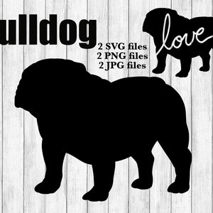 Bulldog Dog Breed Silhouette Cursive Love Canine Pet Digital Download ...