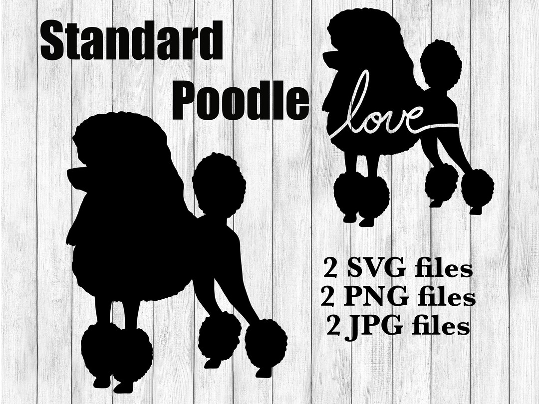 Standard Poodle Dog Breed Silhouette Cursive Love Canine Pet Digital ...