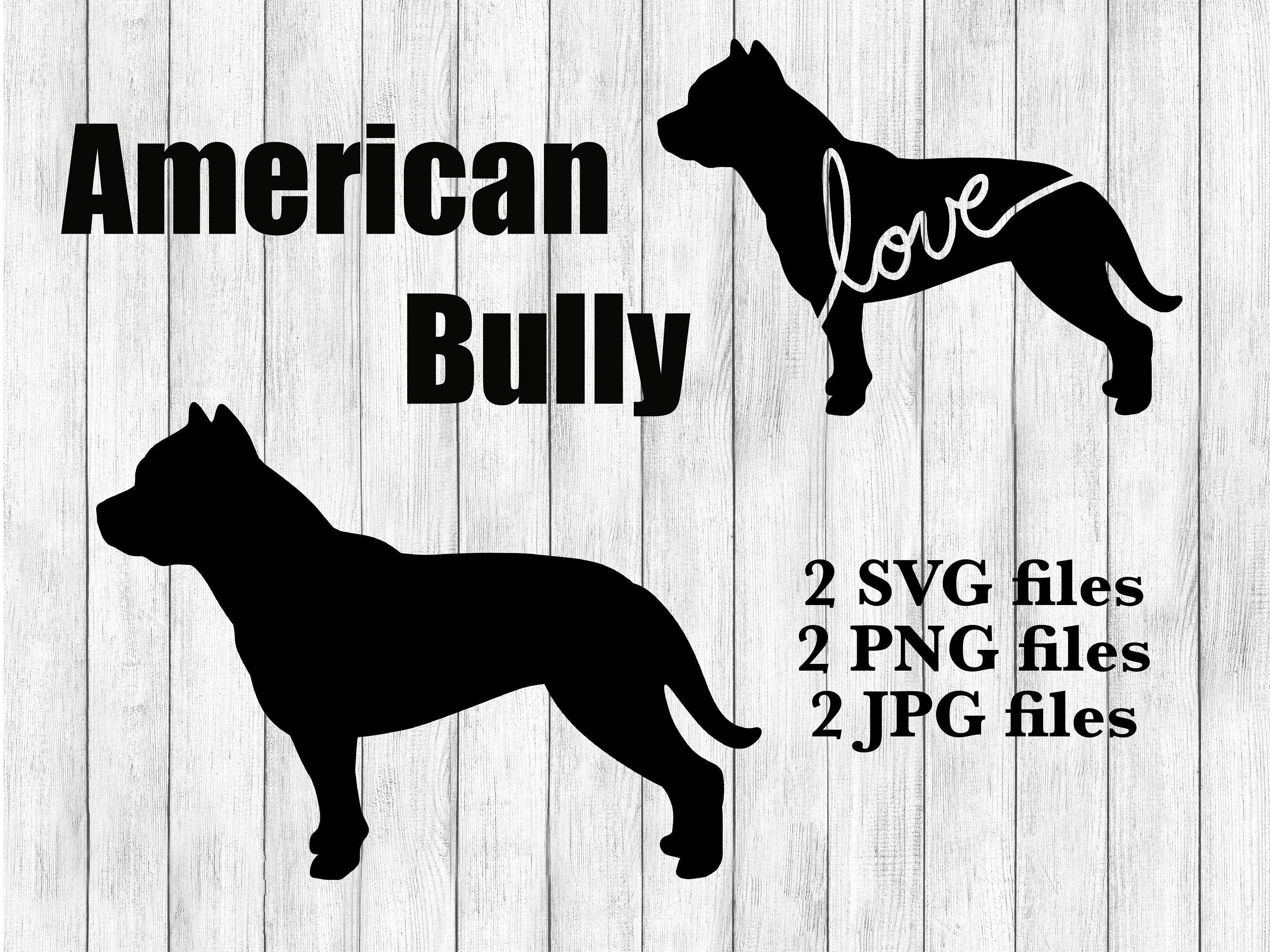 American Bully Classic Dog Breed Silhouette Cursive Love Canine Pet ...