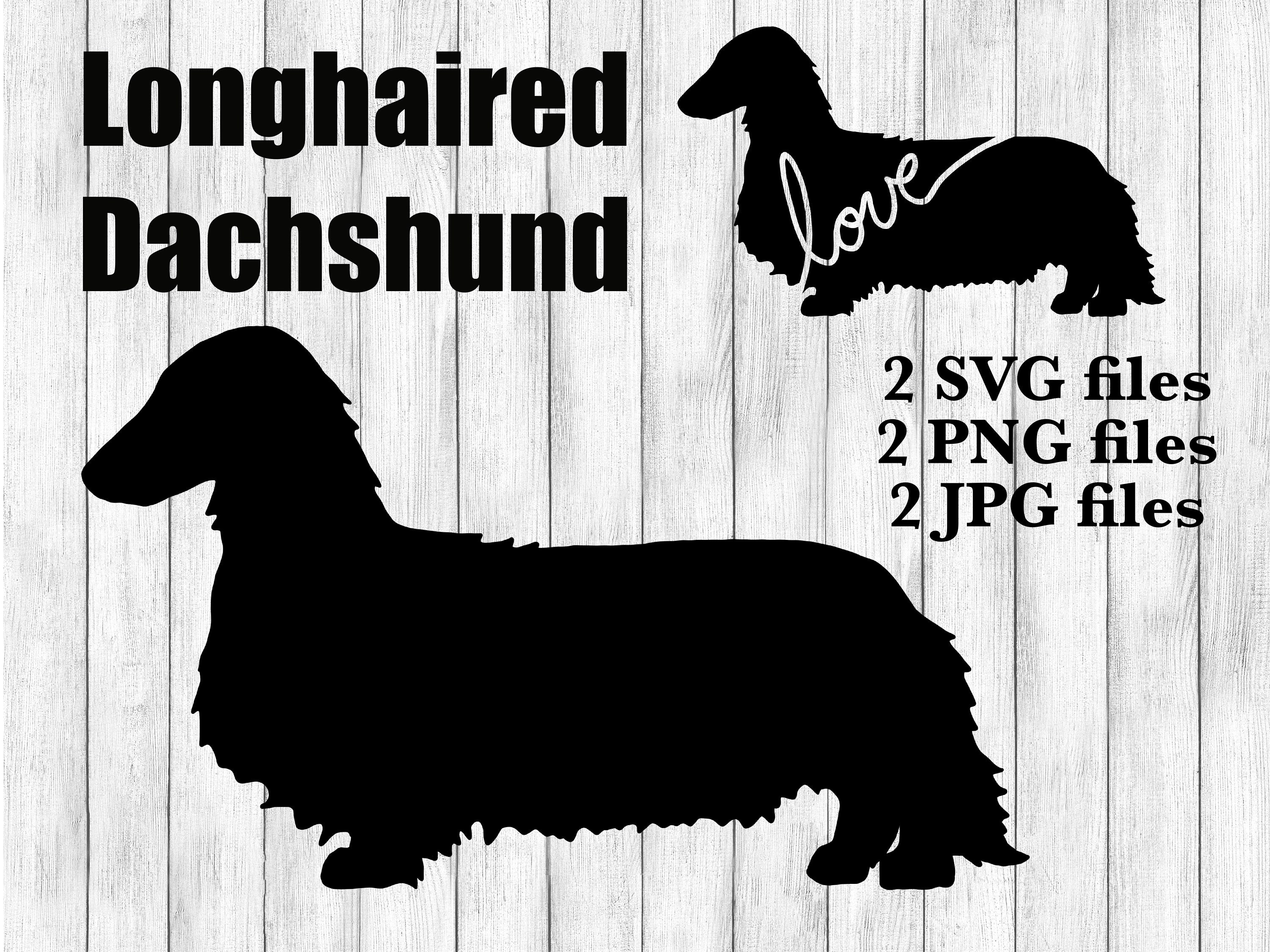 Longhaired Dachshund Dog Breed Silhouette Cursive Love Canine Pet ...