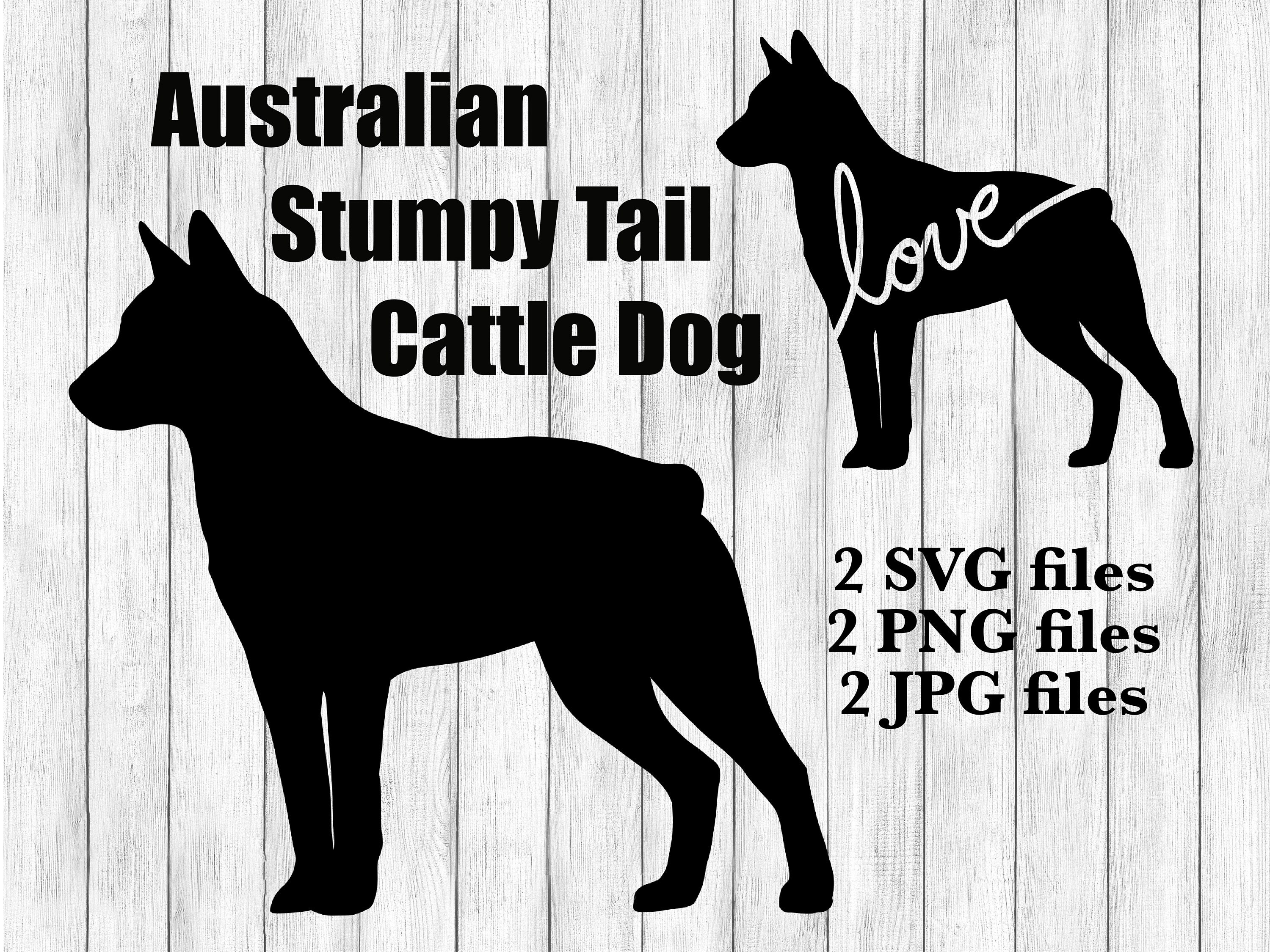 Australian Stumpy Tail Cattle Dog Breed Silhouette Cursive Love Canine ...