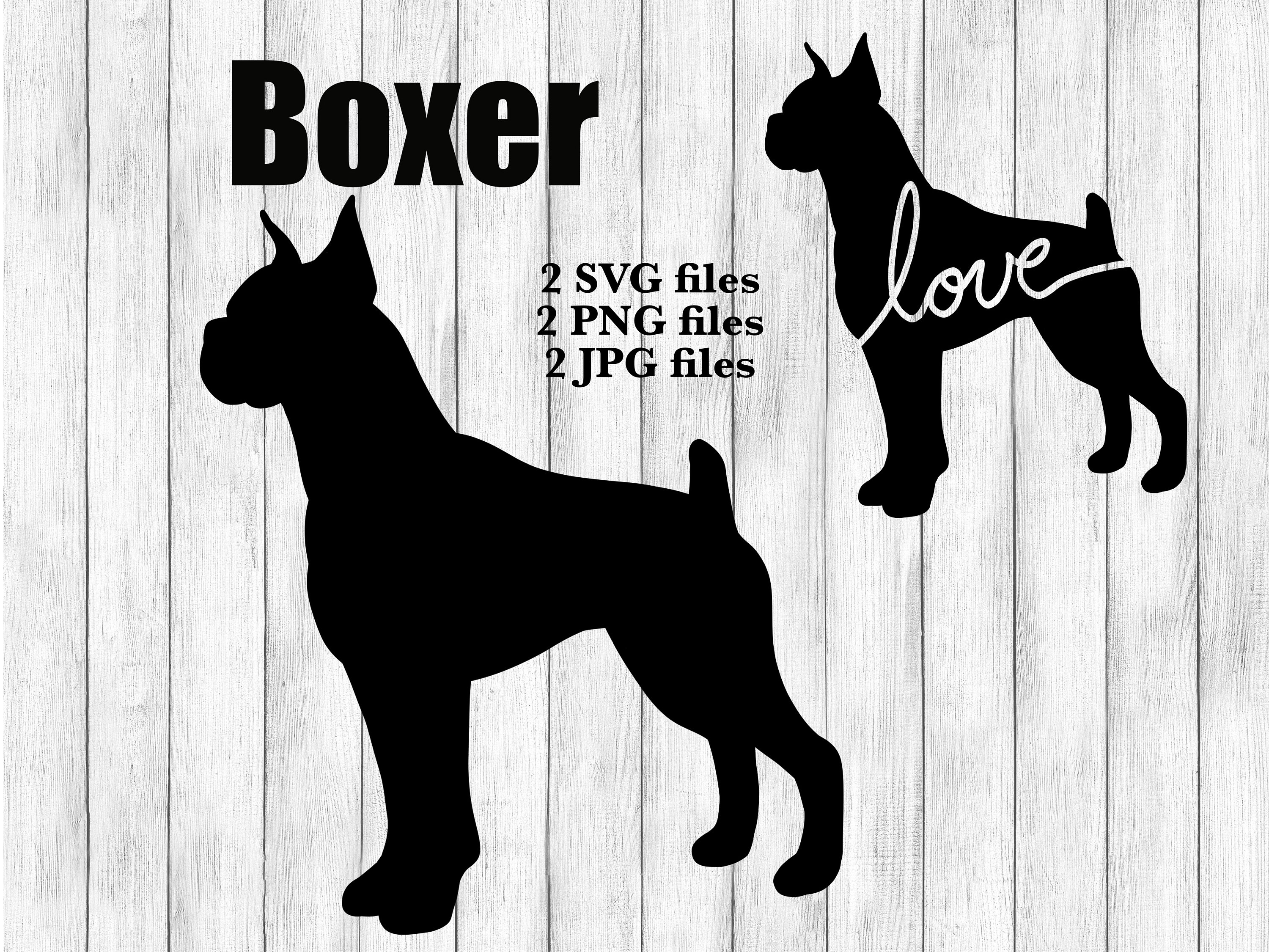 Boxer Dog Breed Silhouette Cursive Love Canine Pet Digital Download ...