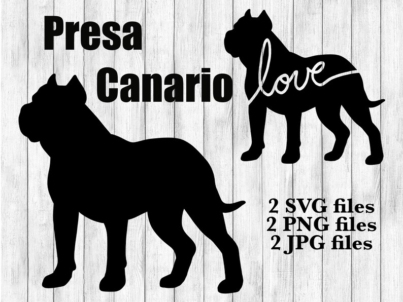 Presa Canario Dog Breed Silhouette Cursive Love Canine Pet Digital ...