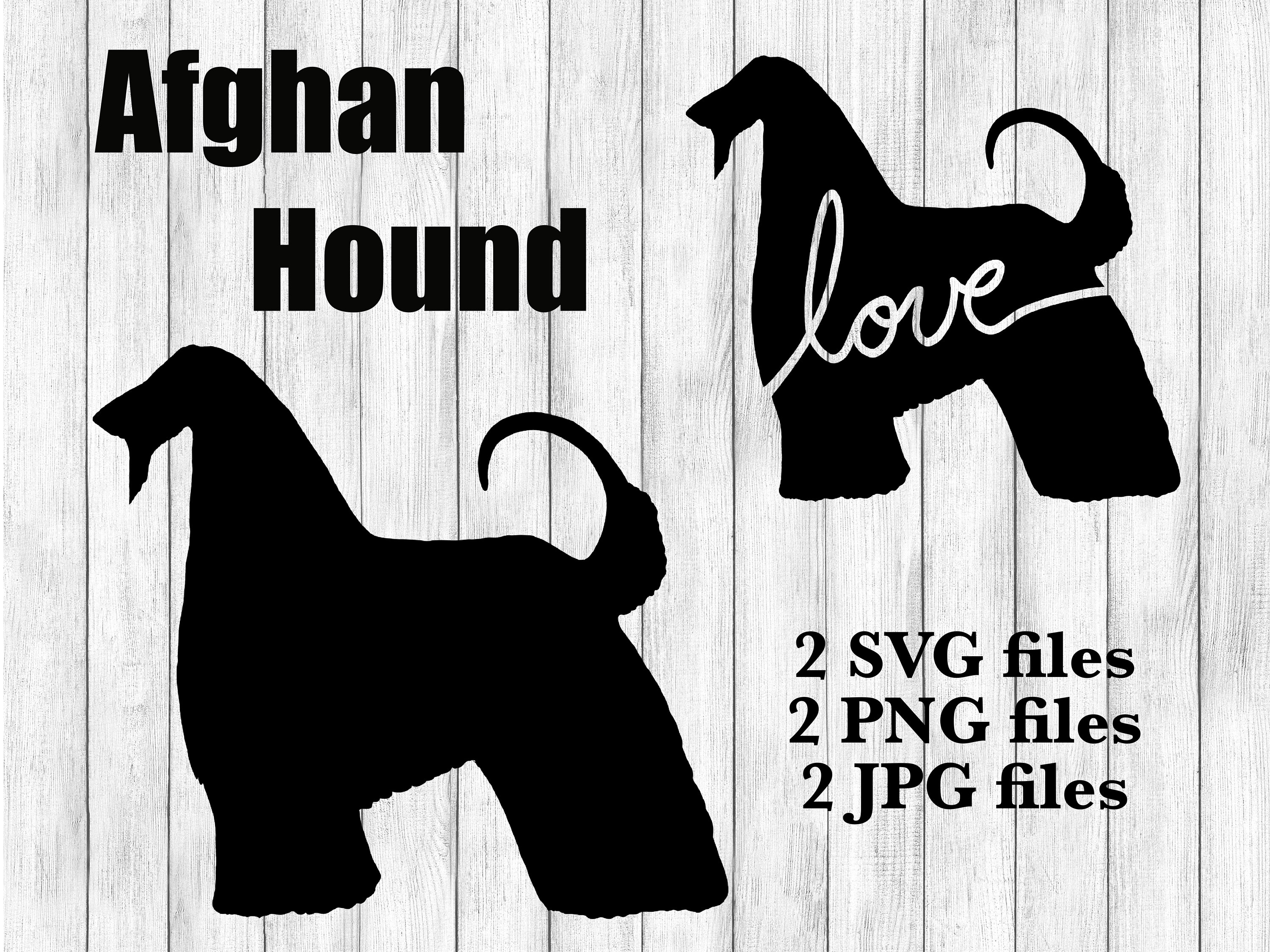 Afghan Hound Dog Breed Silhouette Cursive Love Canine Pet Digital ...