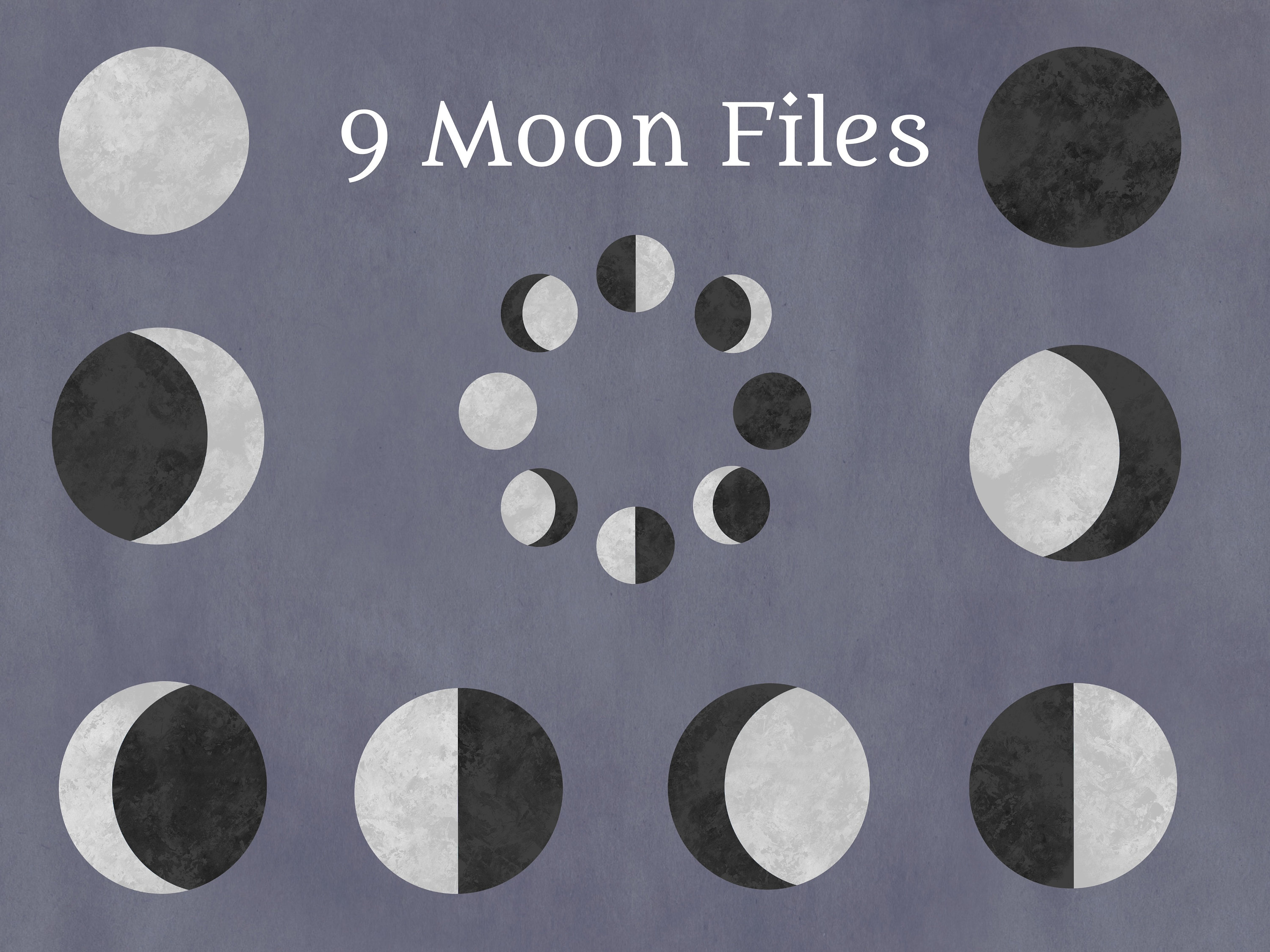 Moon Phases and Stars Clipart Bundle PNG Files - Etsy