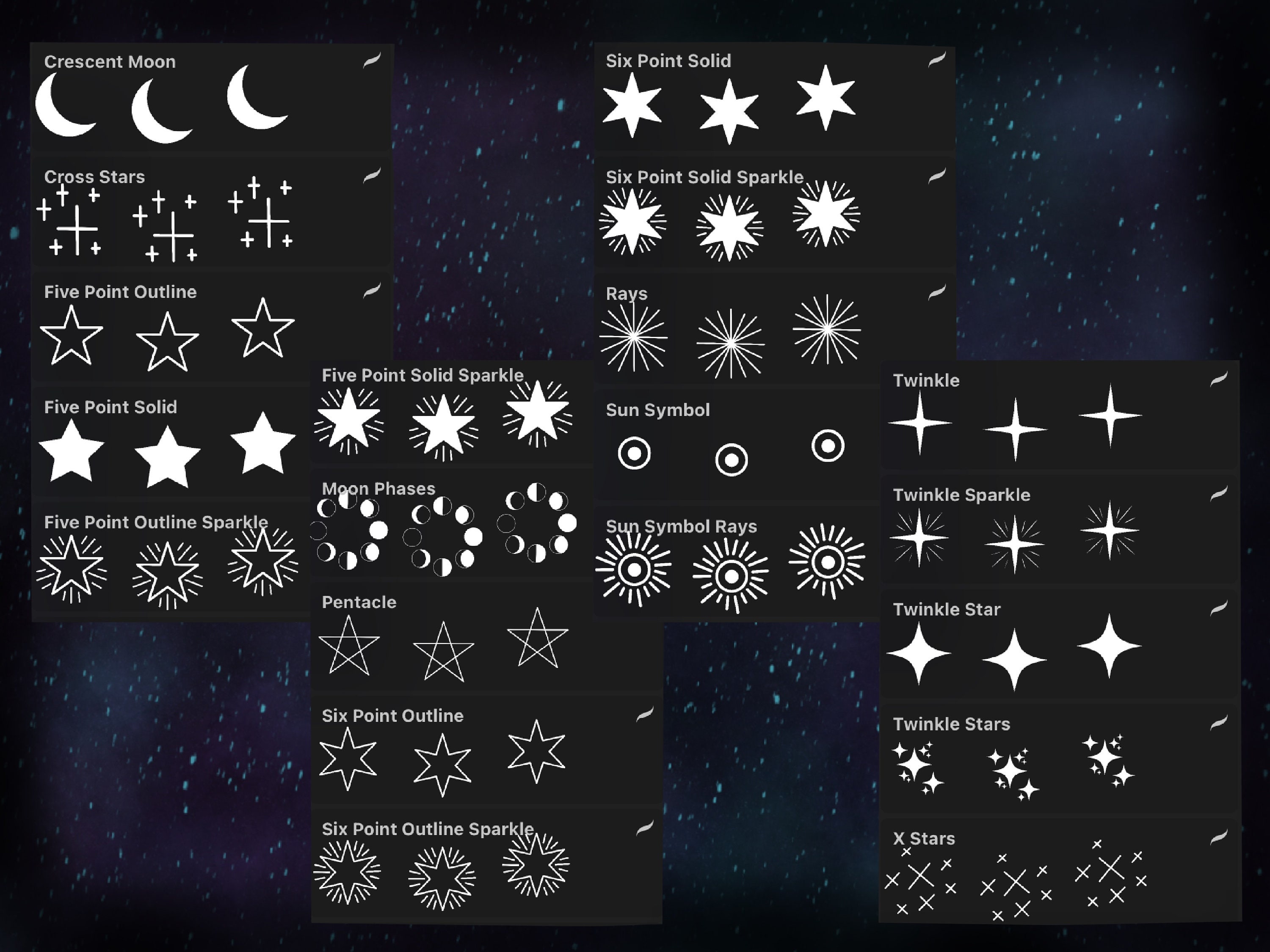 Moon and Stars Procreate Stamps Bundle - 20 Included - Etsy