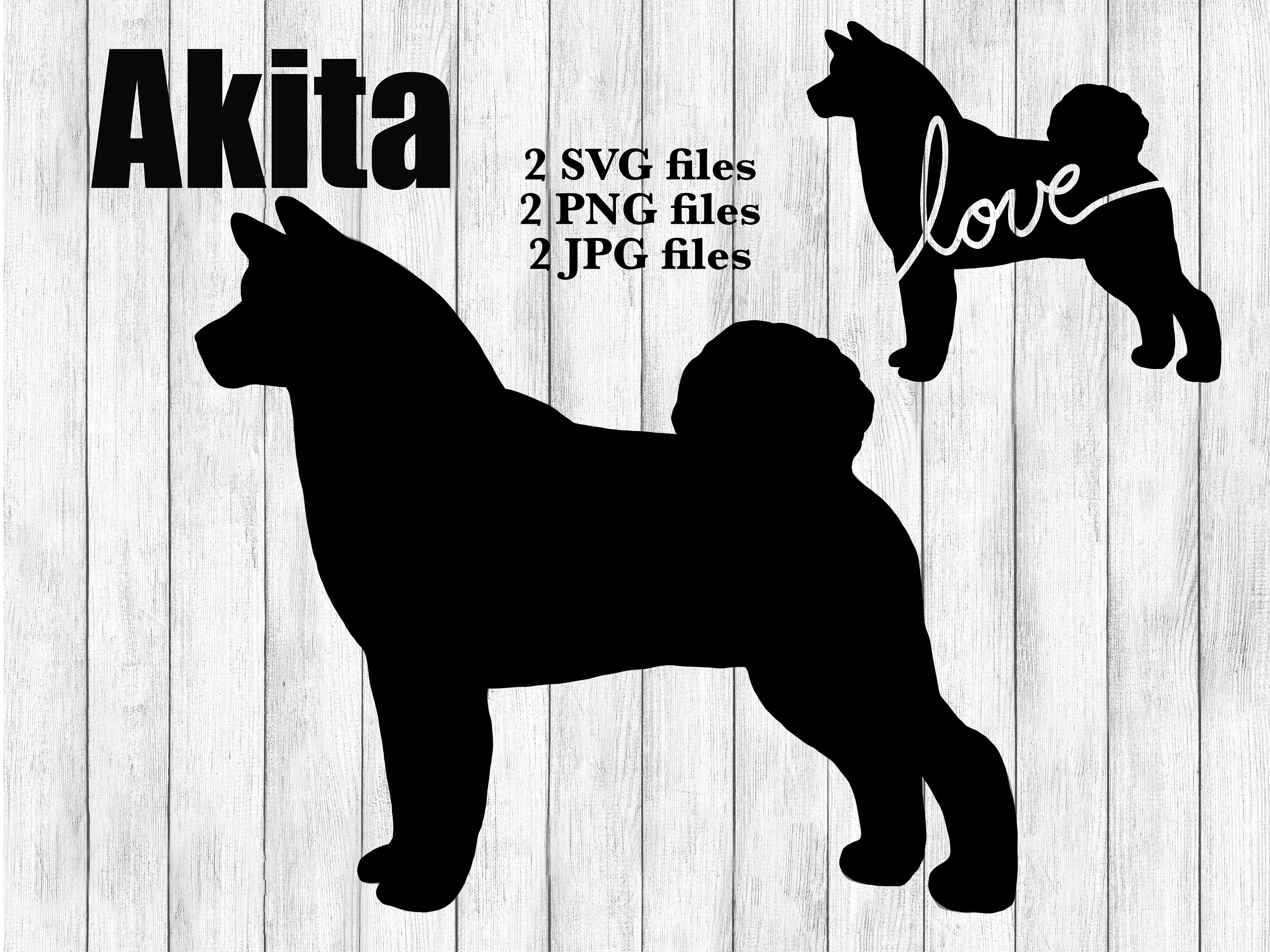 Akita Dog Breed Silhouette Cursive Love Canine Pet Digital Download ...