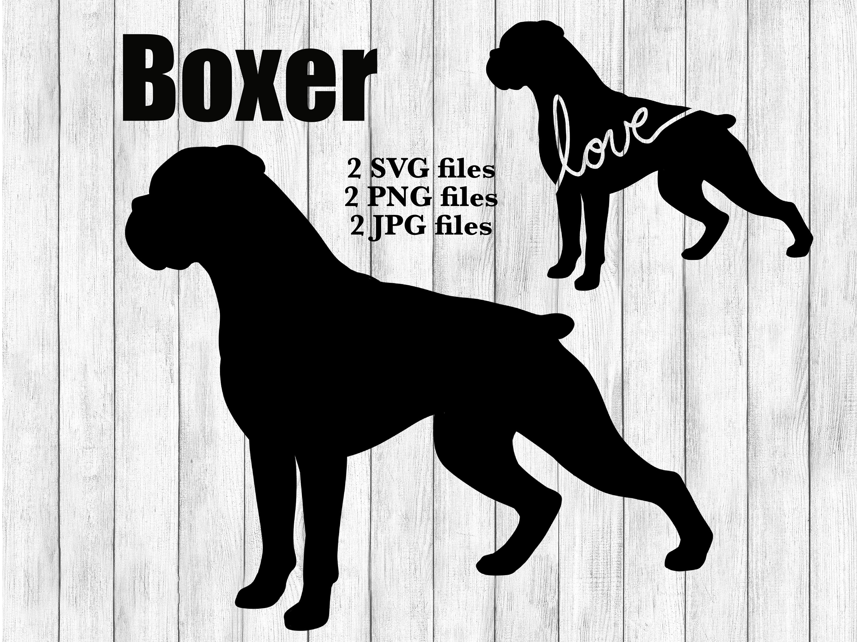 Boxer Dog Breed Silhouette Cursive Love Canine Pet Digital - Etsy
