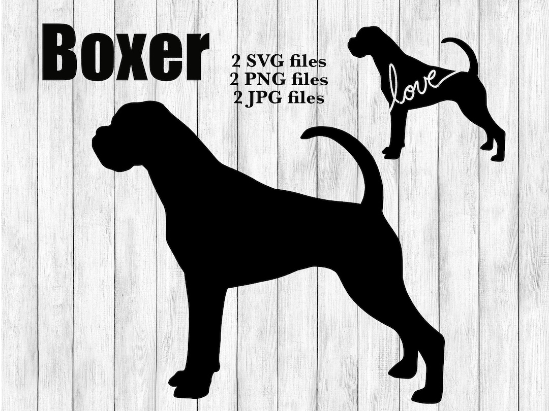 Boxer Dog Breed Silhouette Cursive Love Canine Pet Digital Download ...