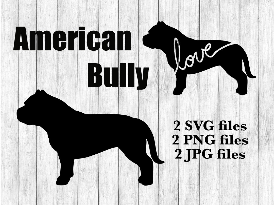 American Bully Standard Dog Breed Silhouette Cursive Love Canine Pet ...