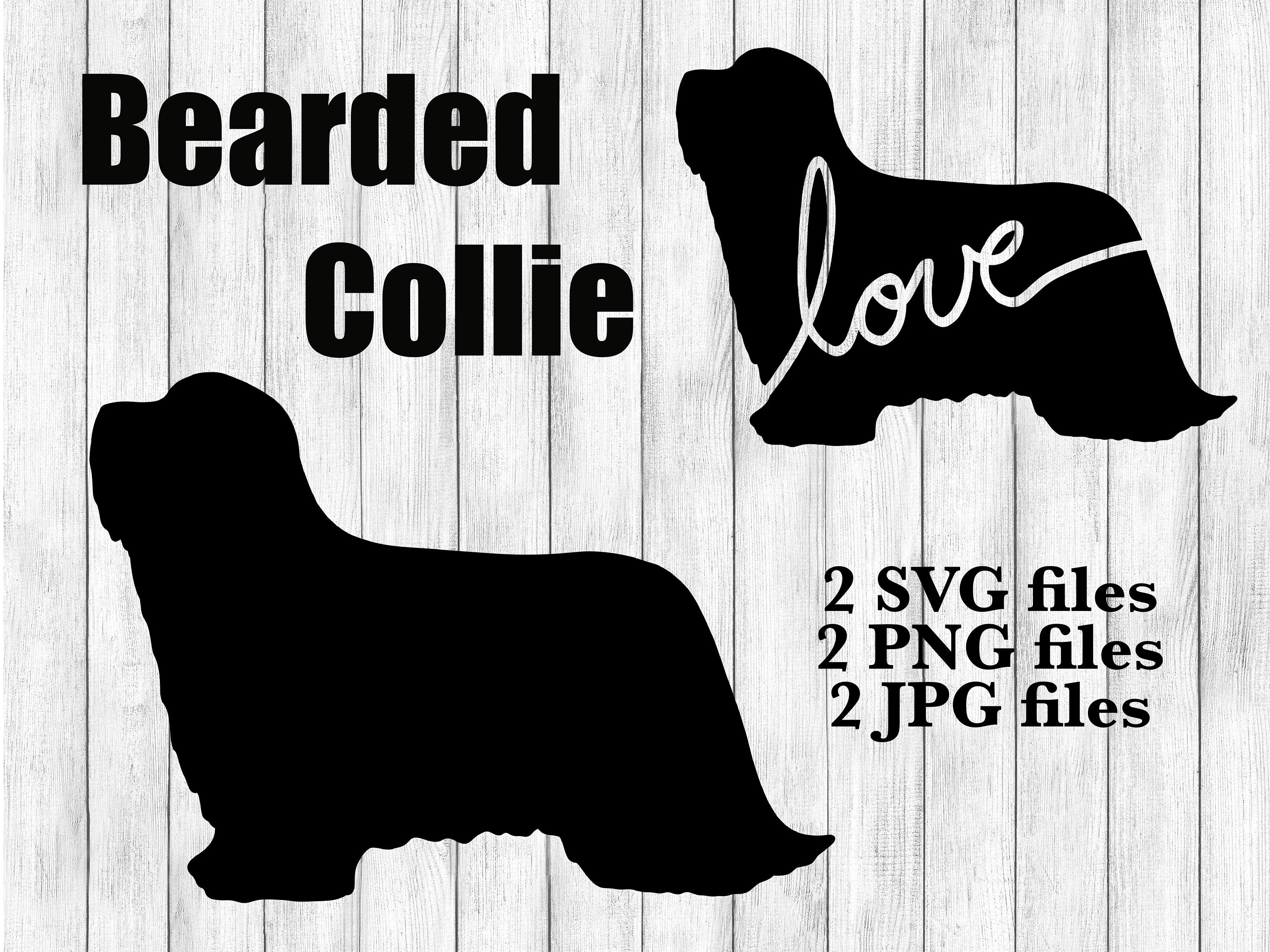 Bearded Collie Dog Breed Silhouette Cursive Love Canine Pet - Etsy