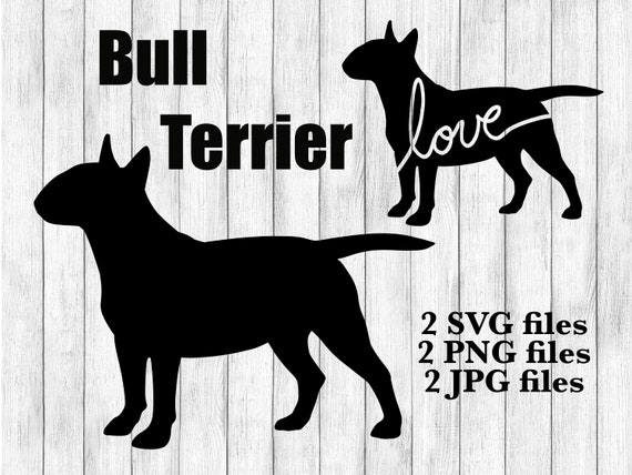 Bull Terrier Dog Breed Silhouette Cursive Love Canine Pet | Etsy