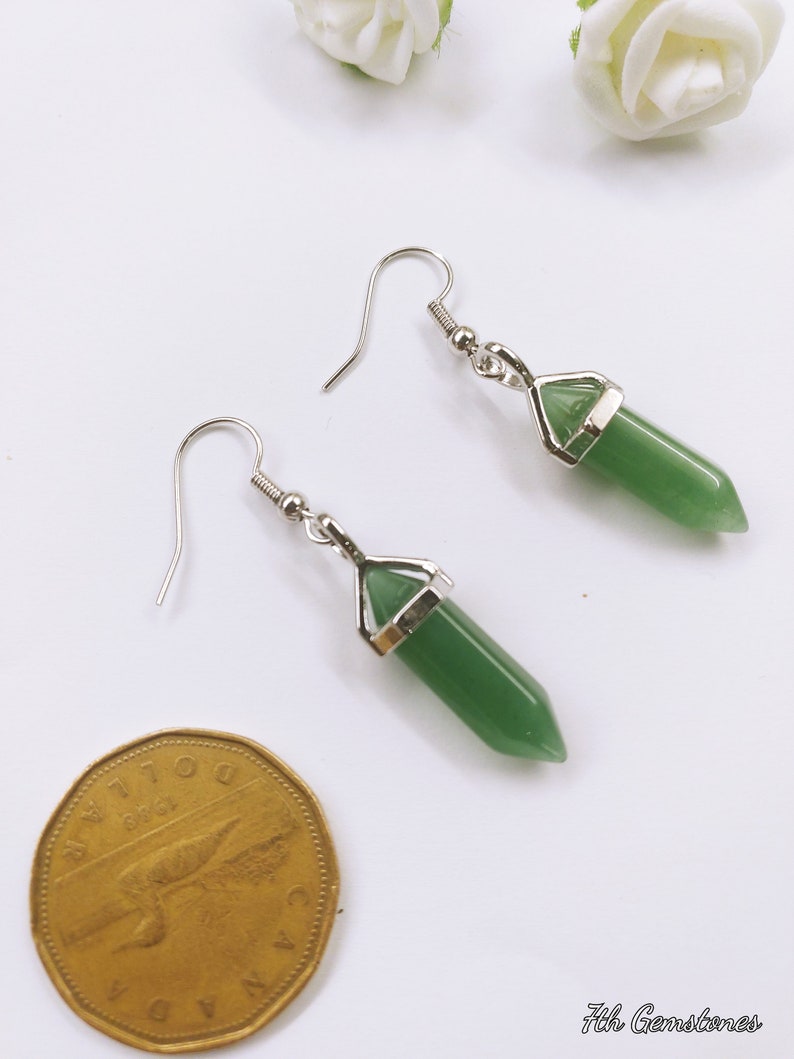 Crystal Point Earrings Small Crystal Points Black Agate - Etsy