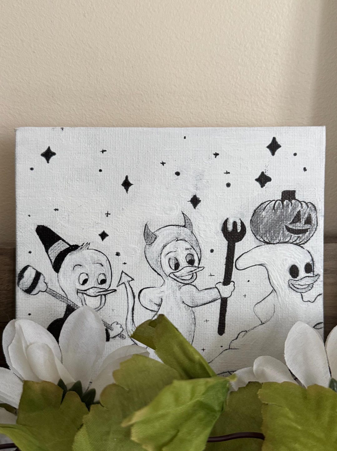 Mini Canvas Drawing of Huey, Dewey, and Louie - Etsy