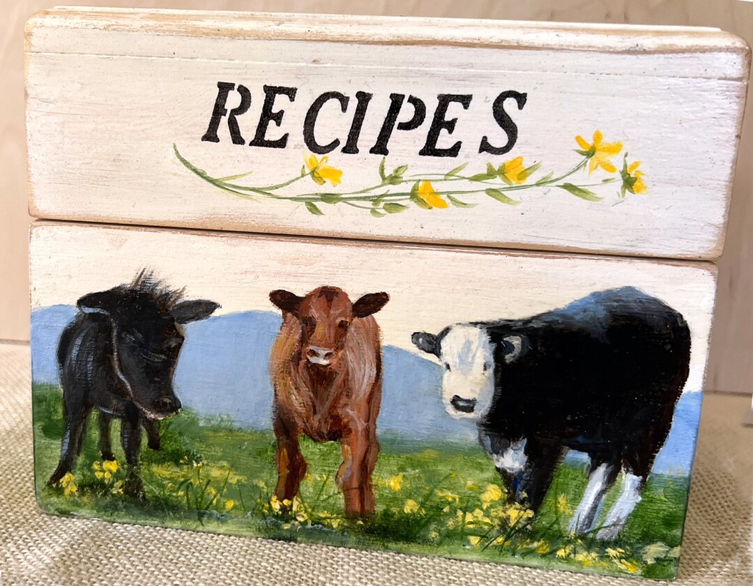 Recipe Box cows. Hand-made and Hand-painted in Our Blue Ridge Mountain ...