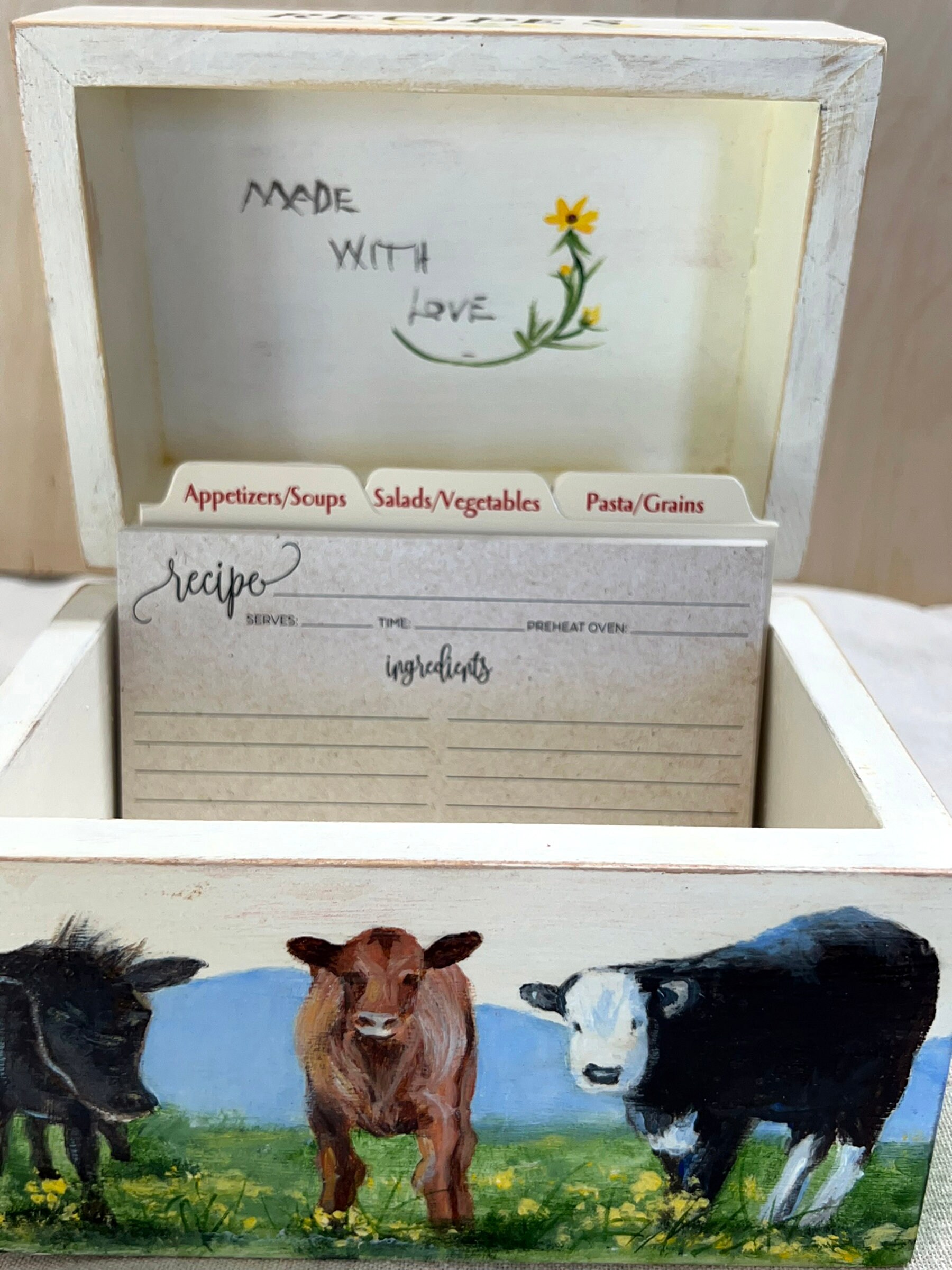 Recipe Box cows. Hand-made and Hand-painted in Our Blue Ridge Mountain ...