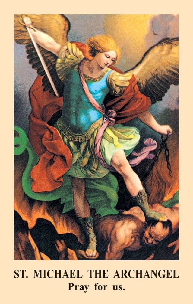 St. Michael Archangel Catholic Prayer Card in English ...