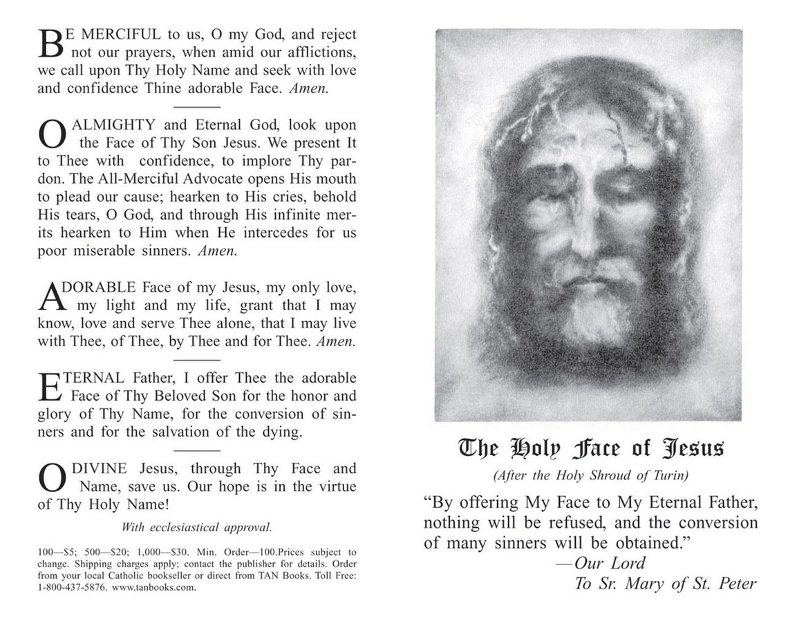 Holy Face of Jesus Prayer Leaflet holyfaceofjesus jesus jesusprayercard ...