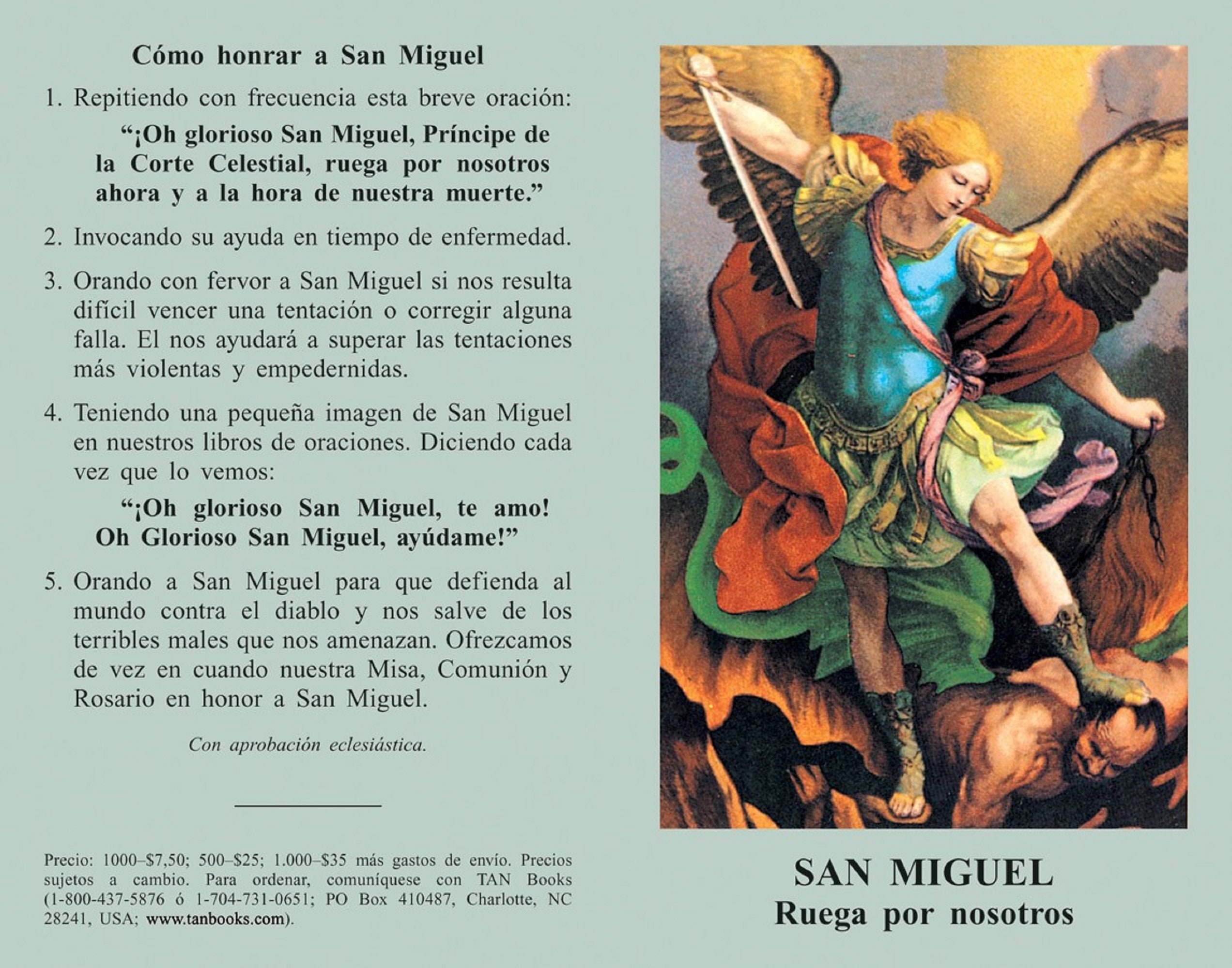 St. Michael Archangel Prayer Card En Español in Spanish # ...