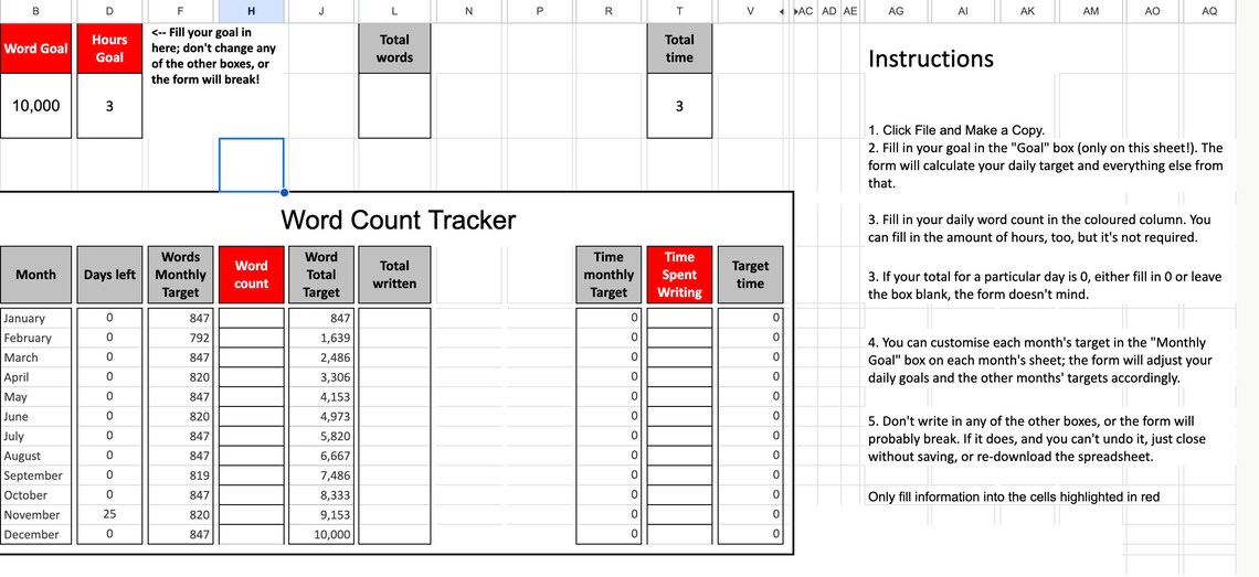 Writing Tracker Spreadsheet - Etsy