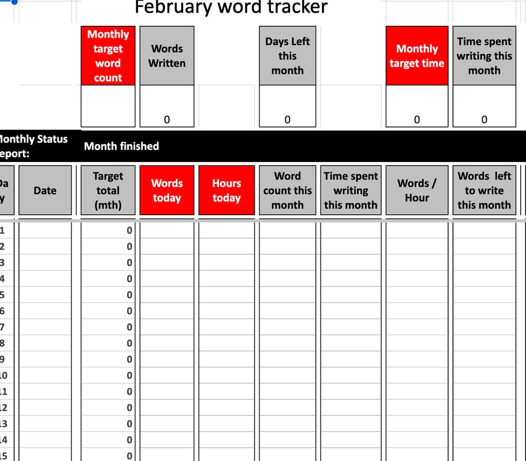 Writing Tracker Spreadsheet - Etsy