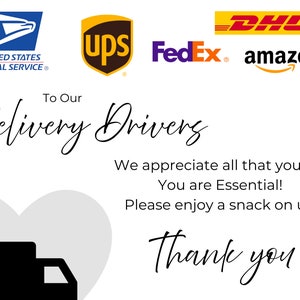 Delivery Driver Thank You Printable Amazon UPS Fedex | Etsy