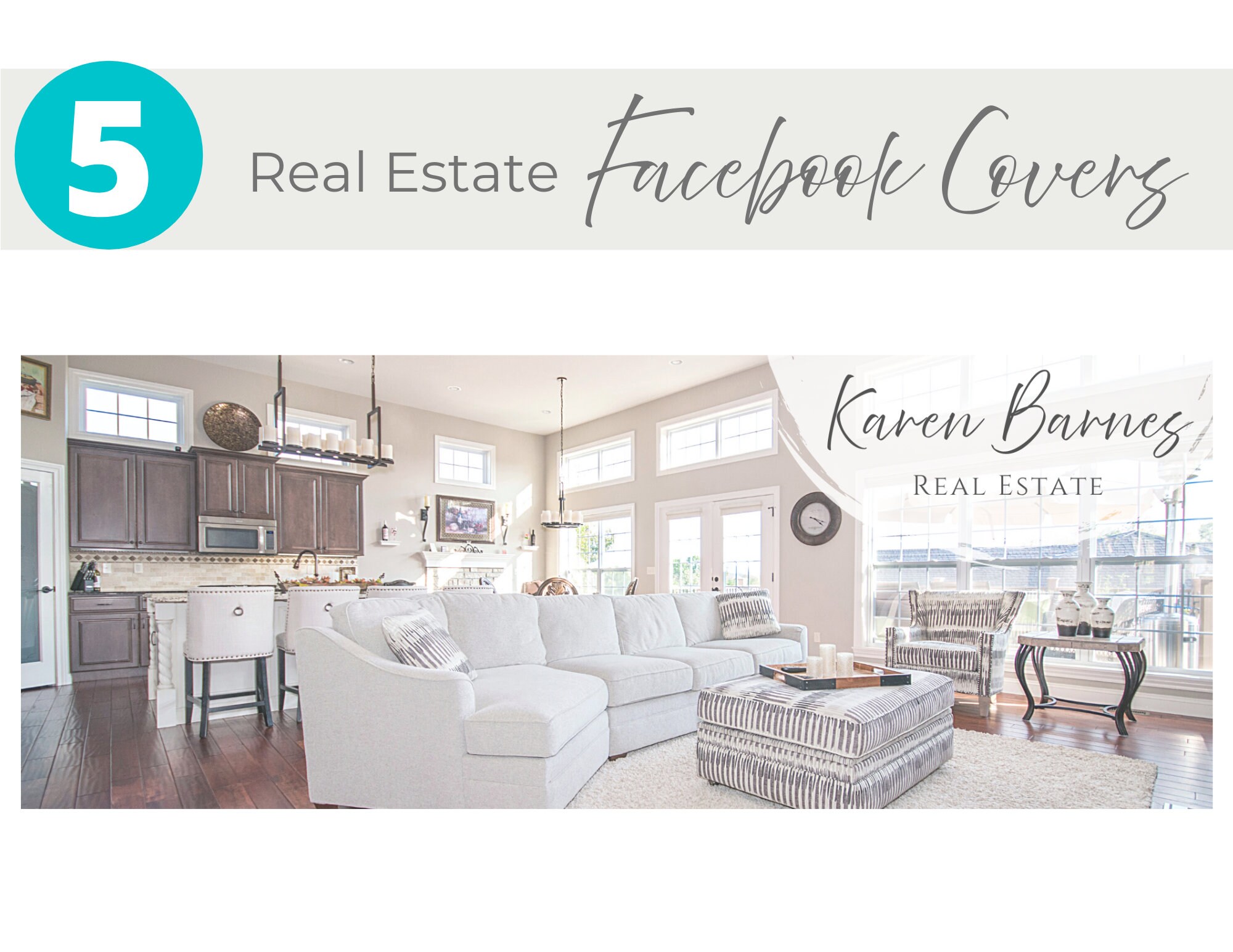 5 Real Estate Facebook Cover Photo Templates Instant Access - Etsy