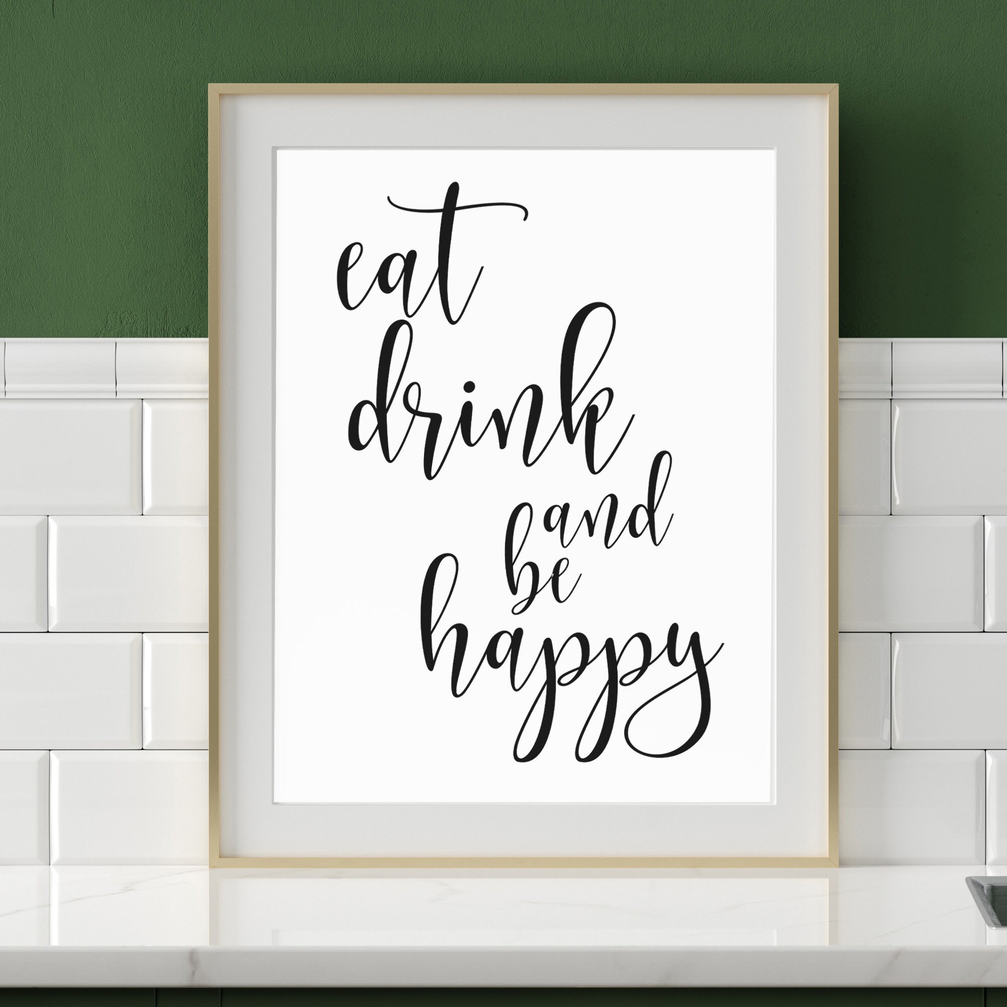 Eat Sign for Kitchen Eat Drink and Be Happy Funny Kitchen - Etsy