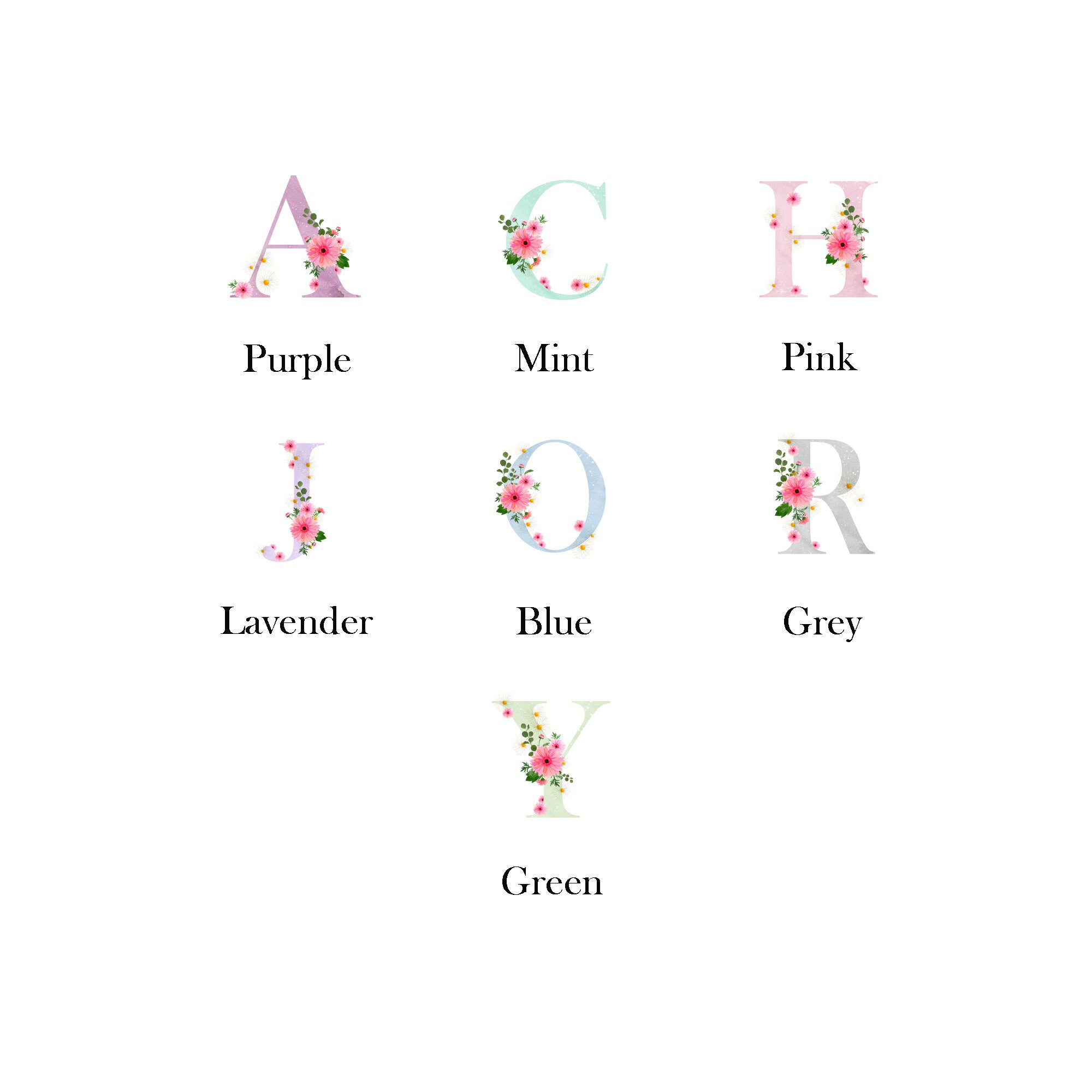 Personalized Floral Alphabet Name Print Baby Name Sign for | Etsy